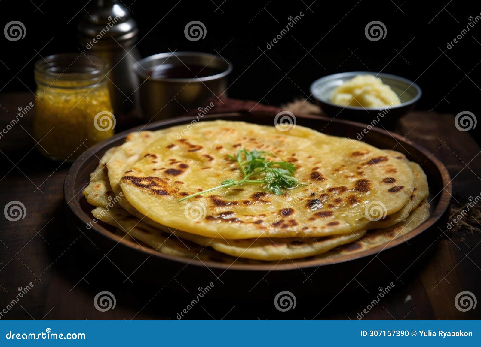 Flaky Parantha Ghee. Generate Ai Stock Photo - Image of cuisine ...