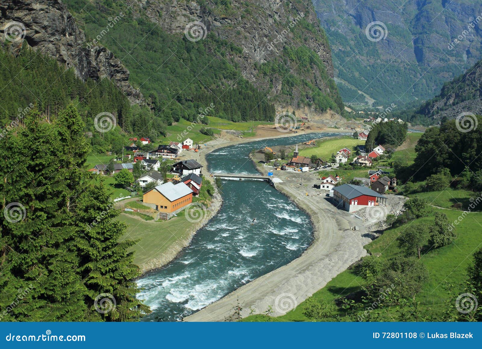 Flam valley stock photo. Image of mountain, norway, vilage - 72801108