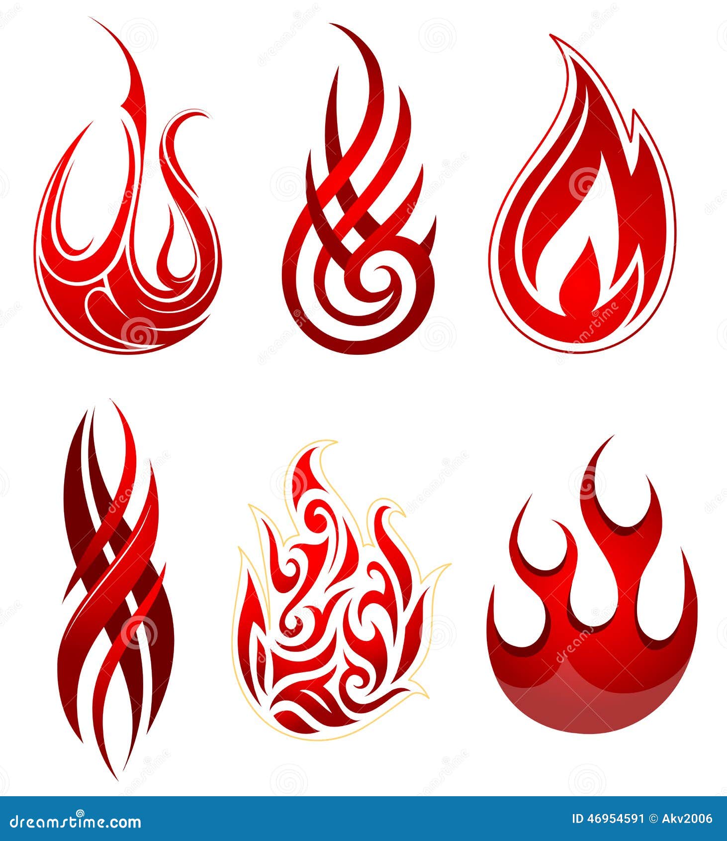 Flamas Do Incêndio Ajustadas Ilustração do Vetor - Ilustração de ...