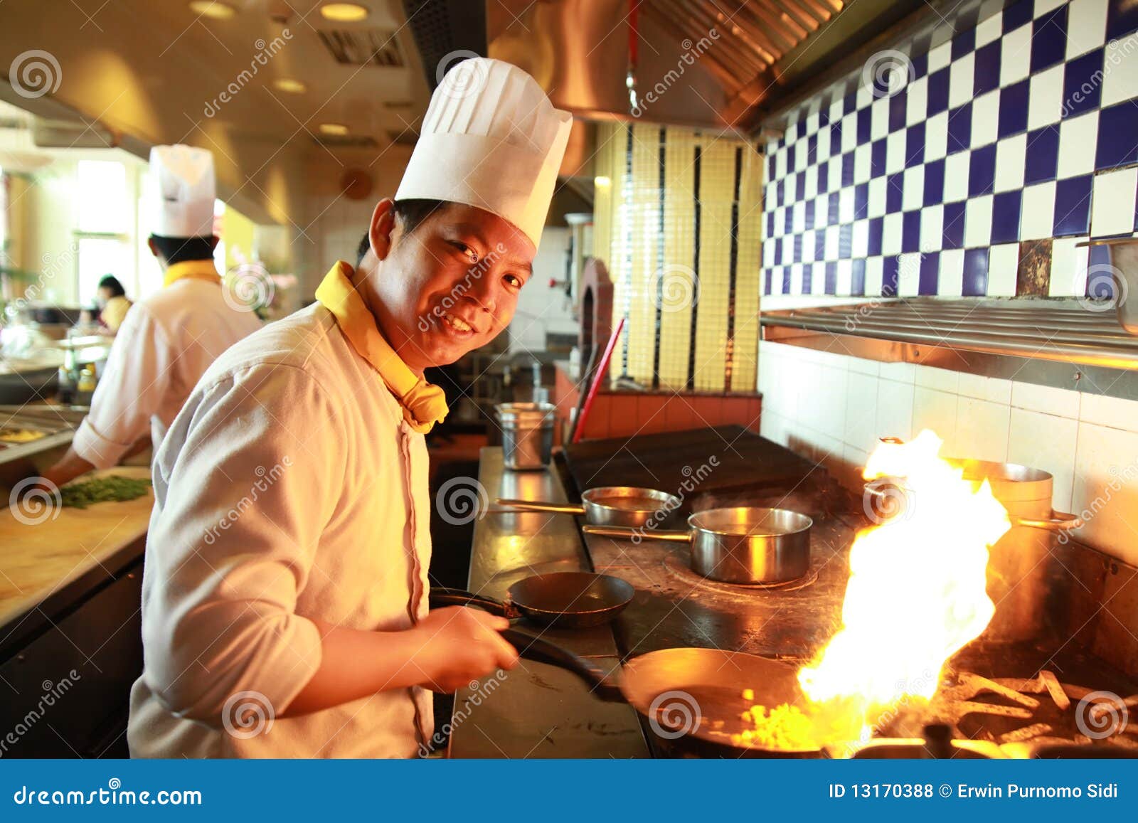 Flambe cooking stock photo. Image of service, person - 13170388