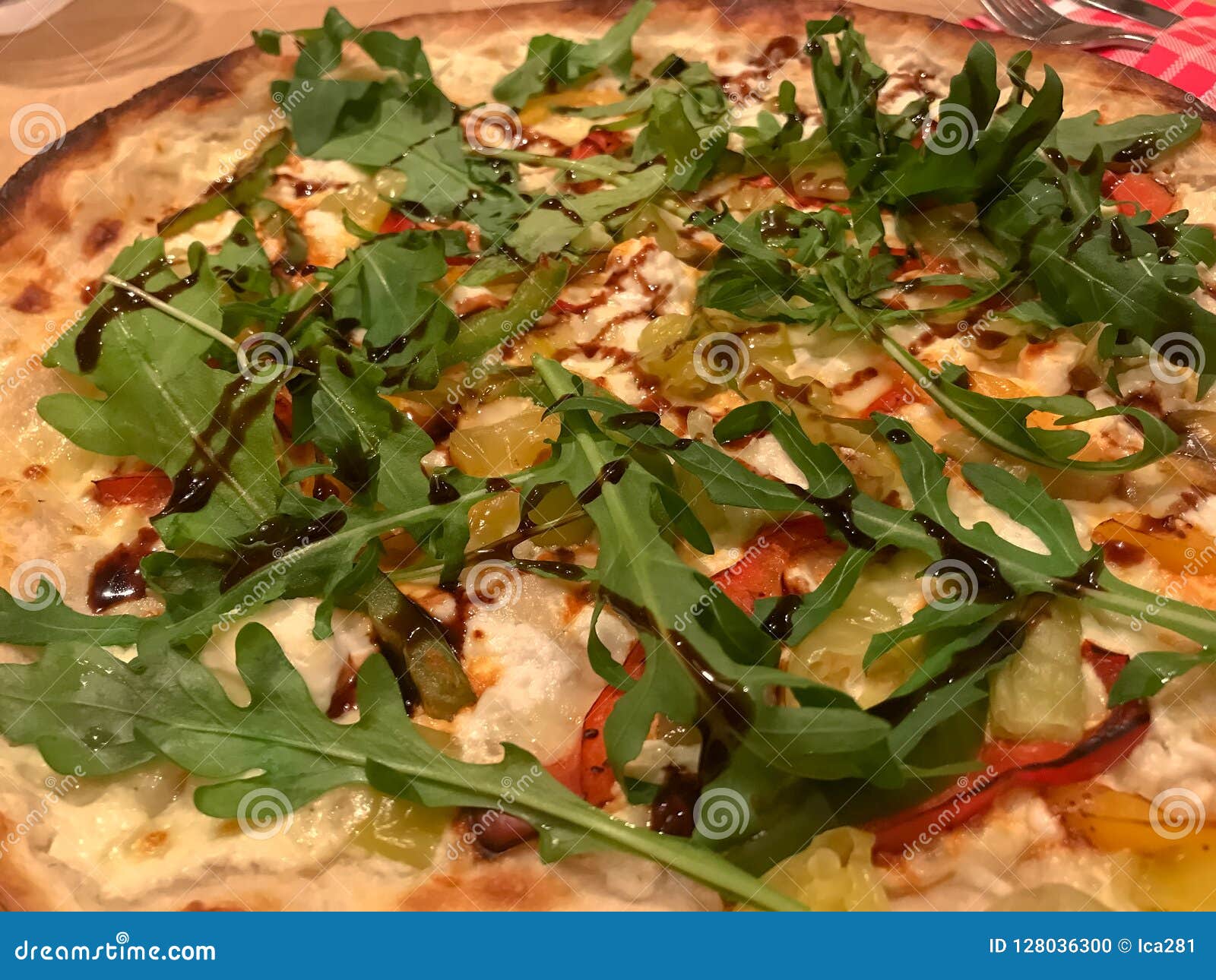 Flambee with Salad stock photo. Image of alsace, snack - 128036300