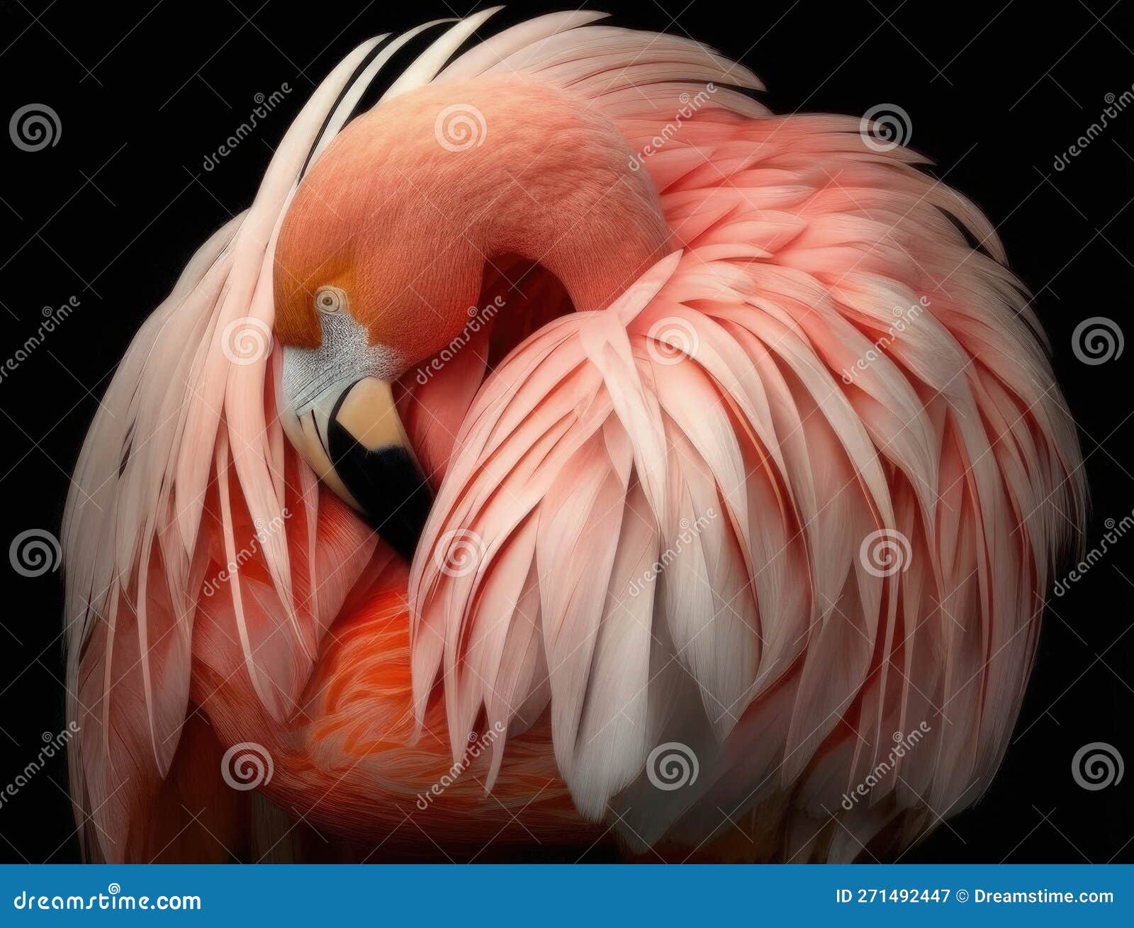 A Flamboyant Flamingo Preening Its Feathers. Cute Creature Stock ...