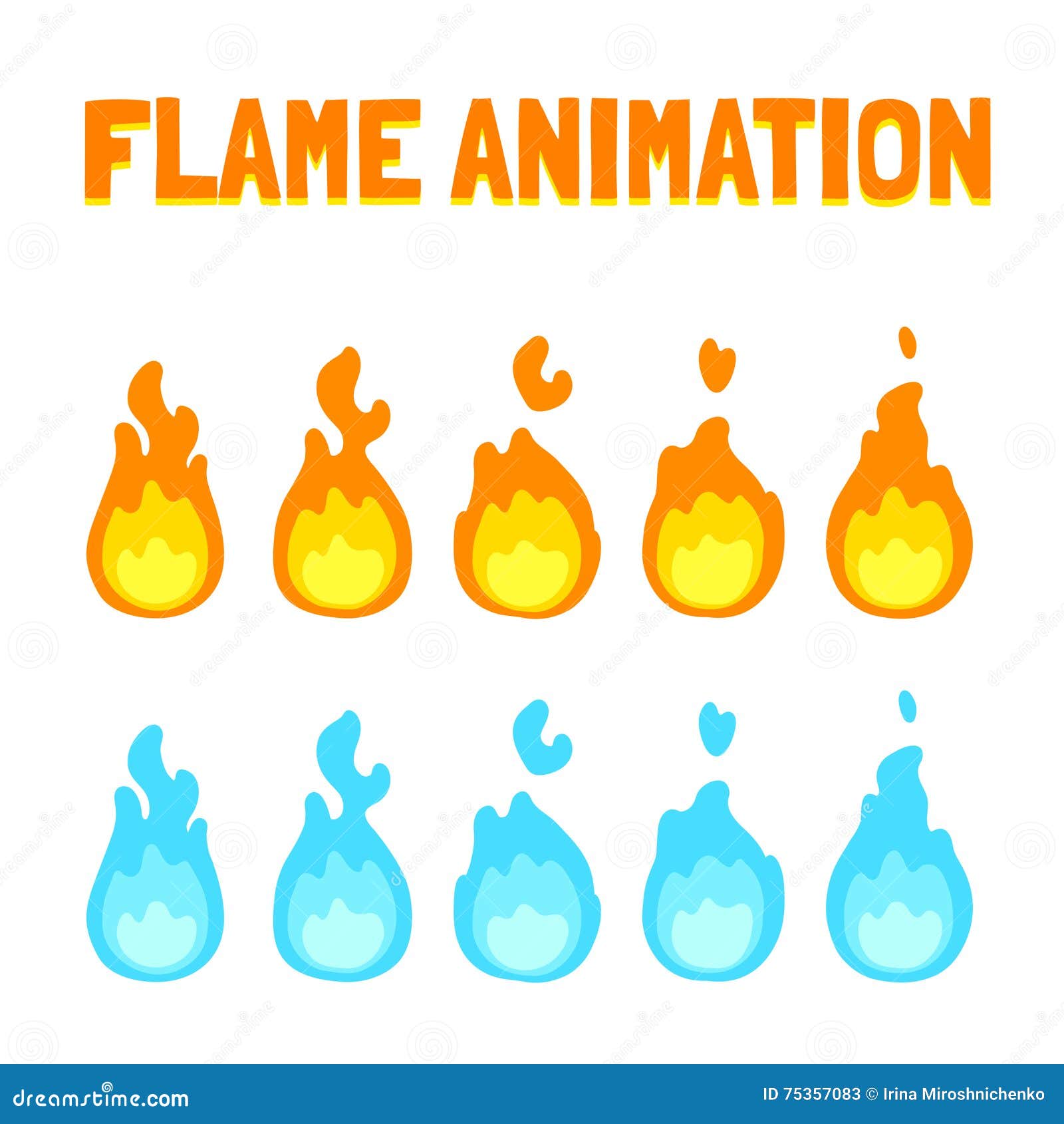Flame animation for game stock vector. Illustration of fireball - 75357083