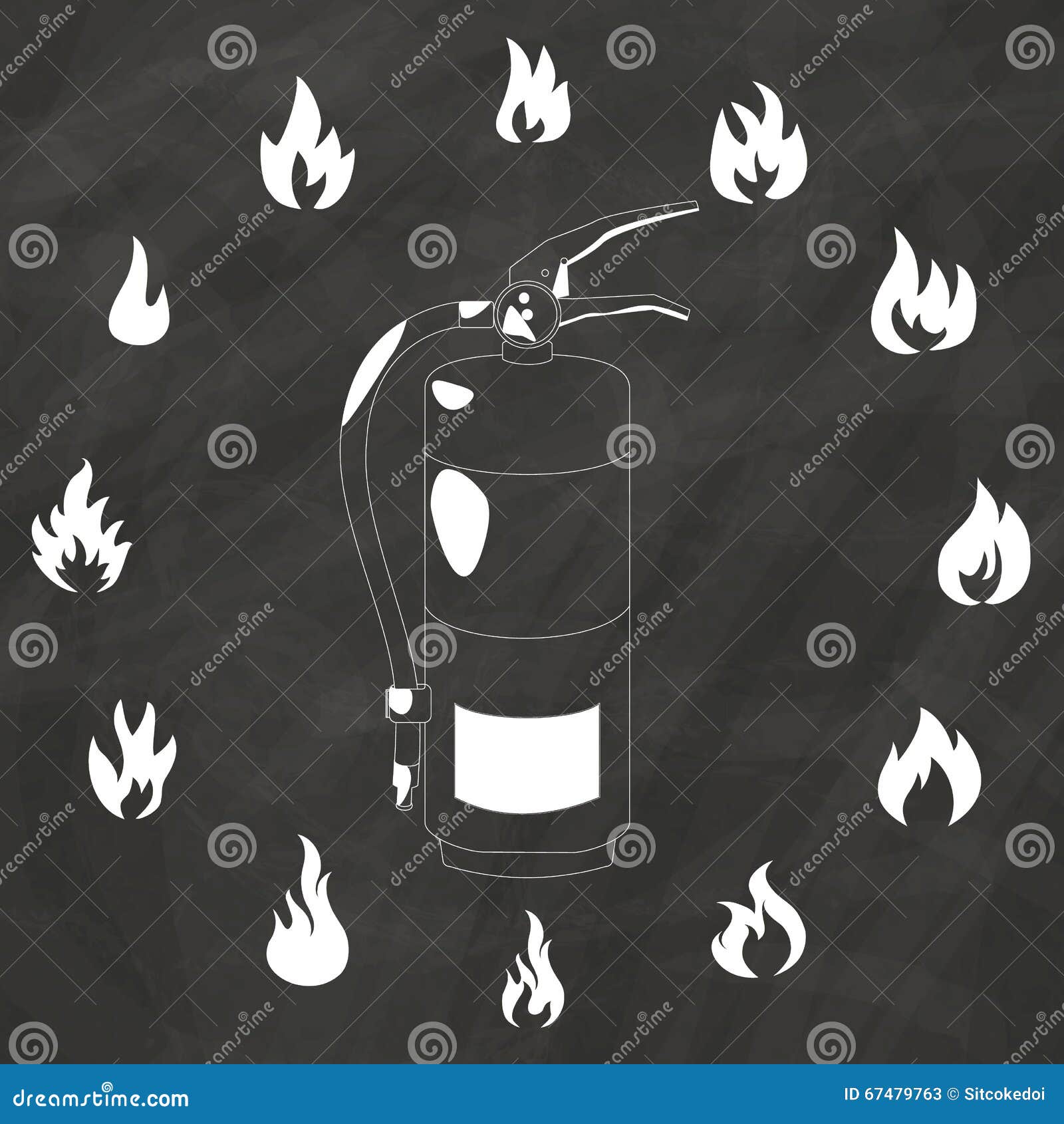 Flame Around Fire Safety on Chalk Stock Vector - Illustration of ...