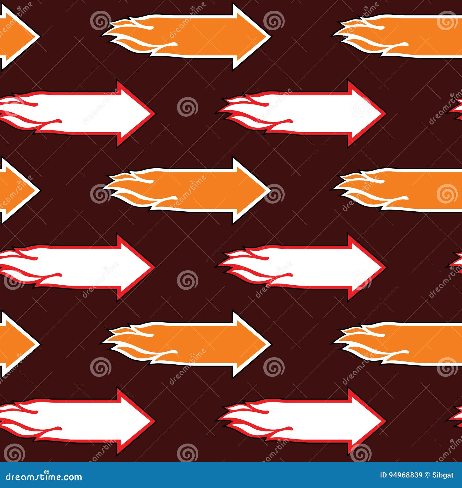 Flame Arrow Seamless Pattern. Stock Vector - Illustration of direction ...