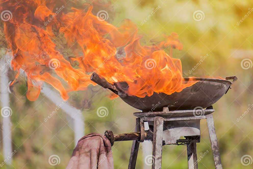 The Flame on a Big Tray,fire on Container for Fire Training Even Stock ...