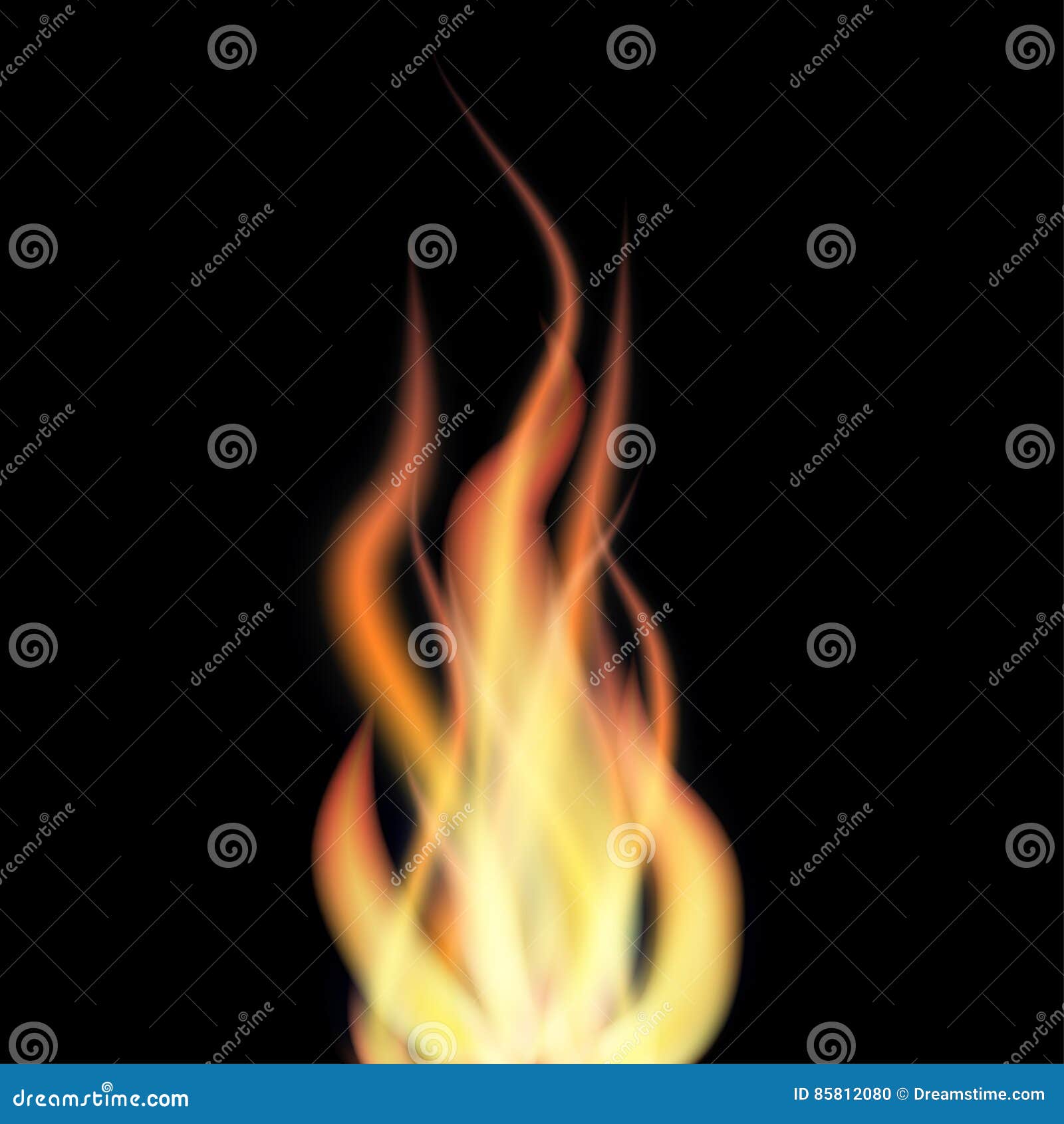 Flame on black background stock vector. Illustration of blaze - 85812080