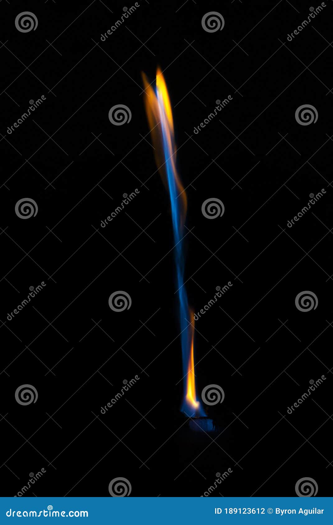 Flame Blue and Orange Fire Flame on Black Background, Lines and ...