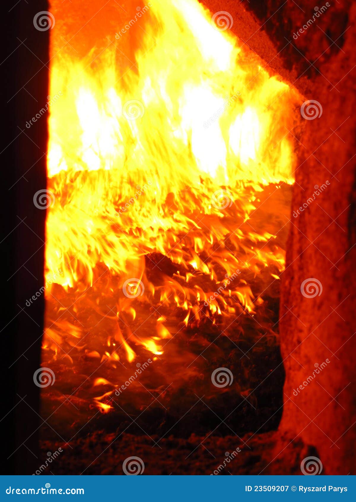 Flame in the Boiler Furnace Grate Stock Image - Image of heat, pipes ...