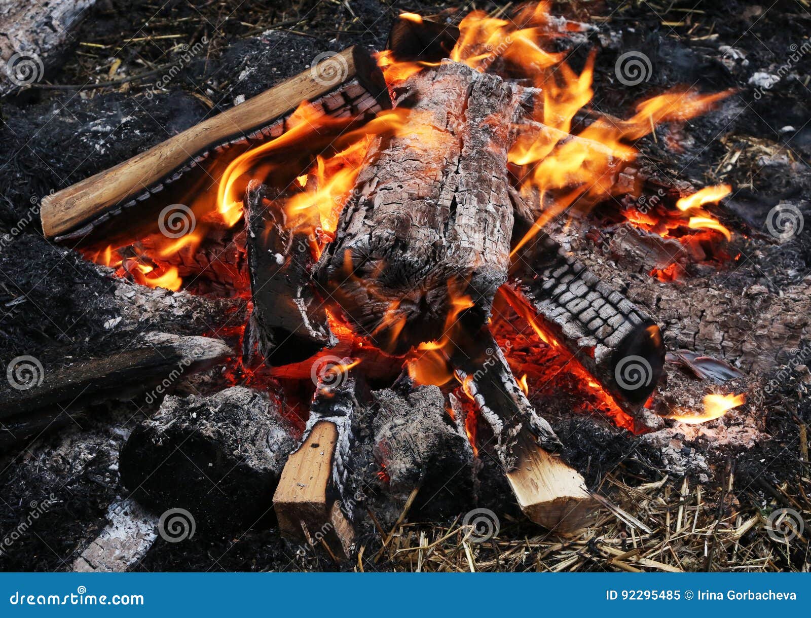 Flame of a Bonfire, Kindled in the Open Air Stock Image - Image of ...