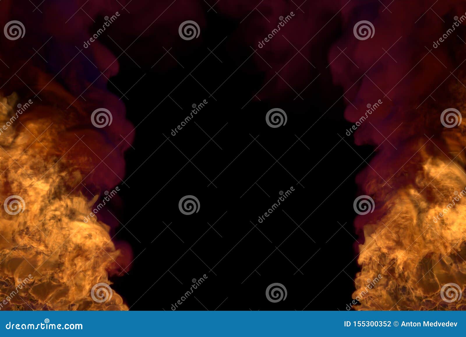 Flame from Both Picture Bottom Corners - Fire 3D Illustration of ...
