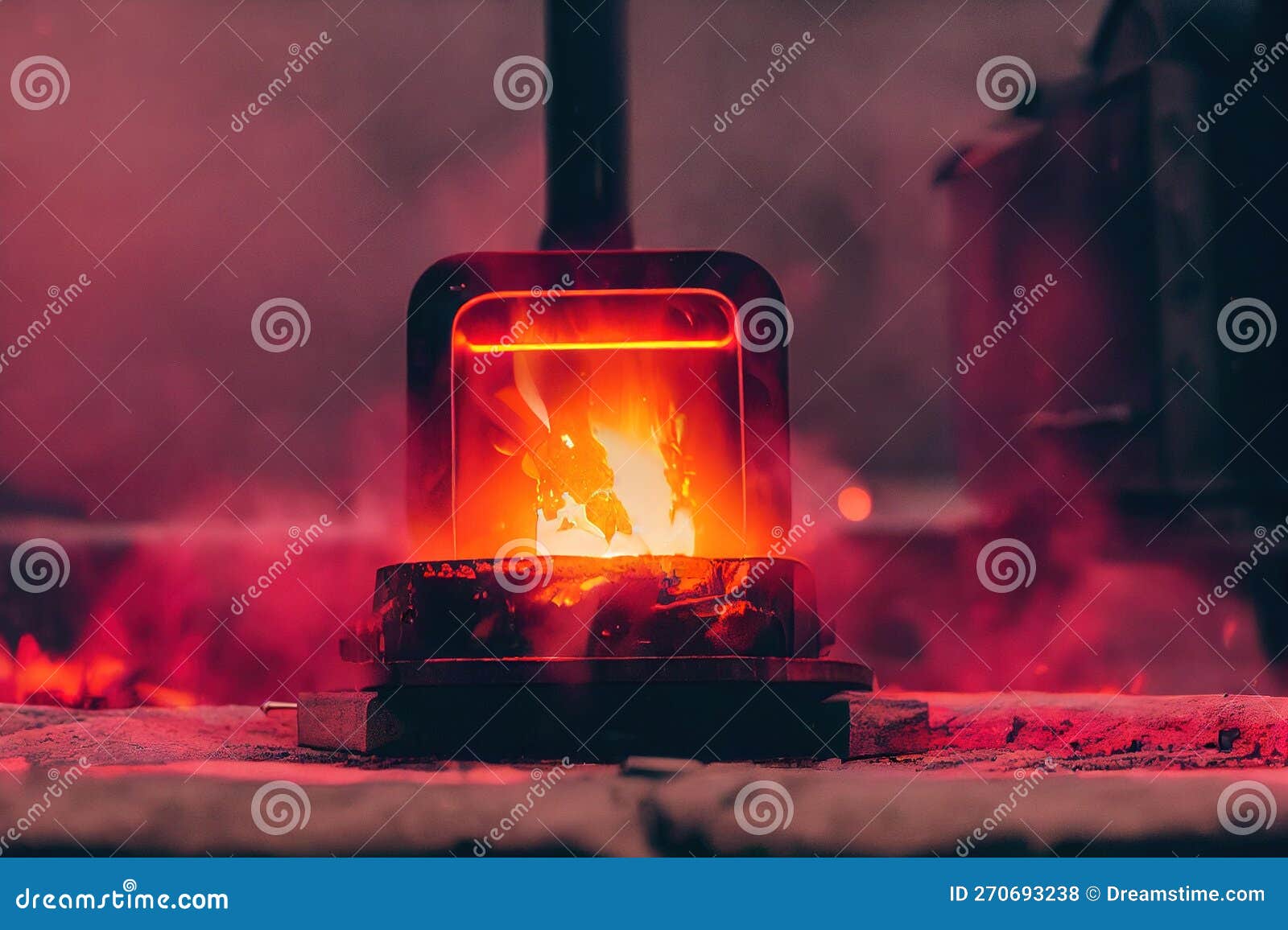 Flame Burning on Anvil To Process Hot Steel and Iron. Stock ...