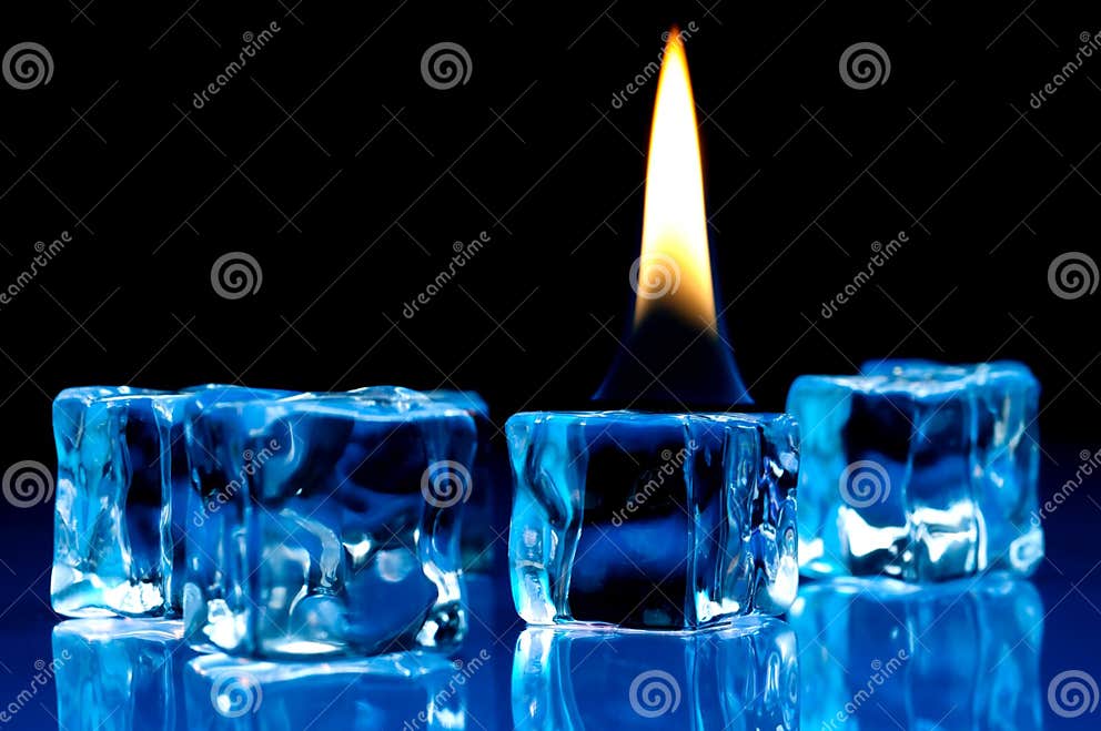 Flame Burning on Blue Ice Cubes Stock Photo - Image of blue, figid: 7529210