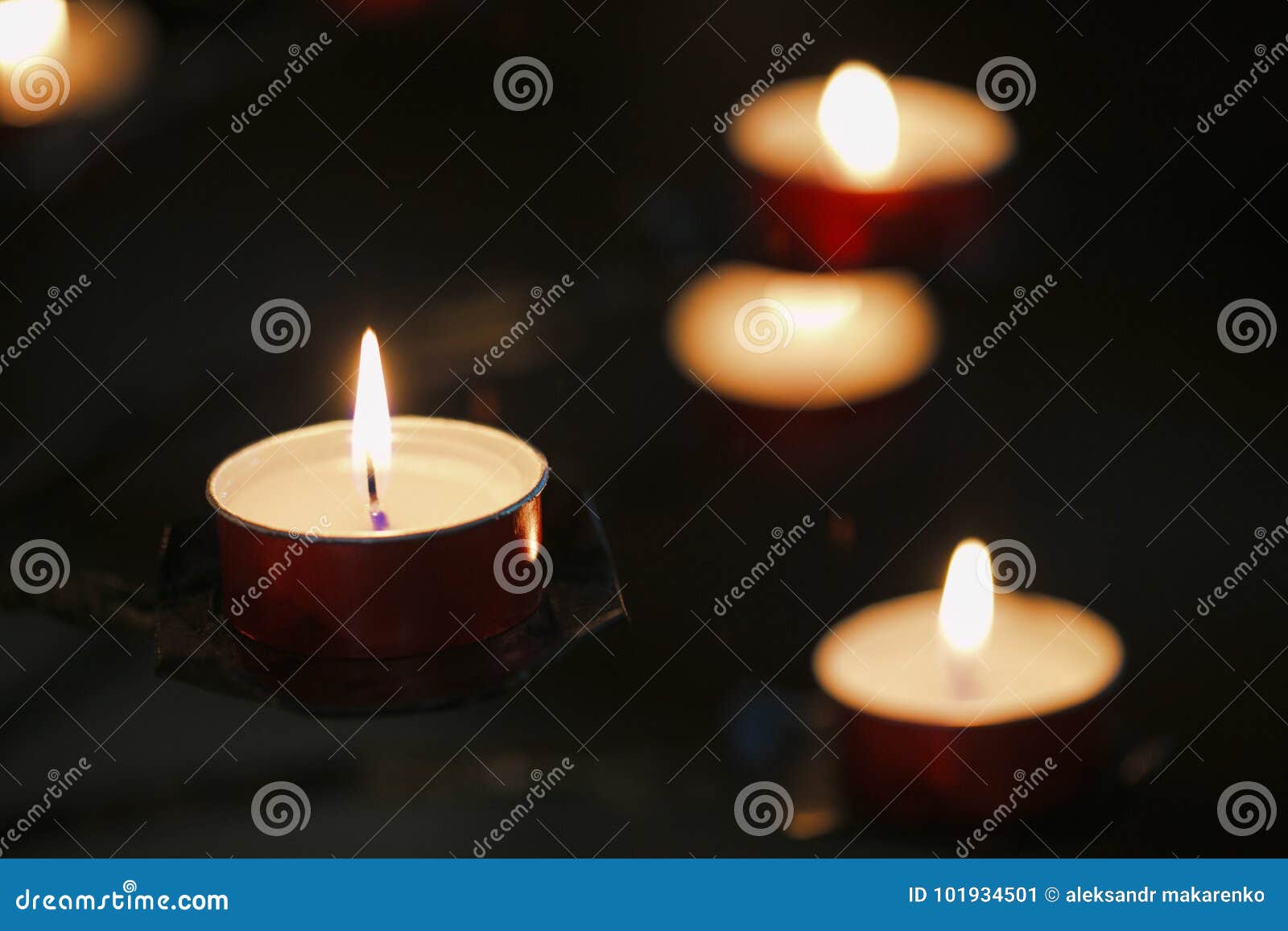 Flame Burning Candles in a Catholic Cathedral. Stock Image - Image of ...