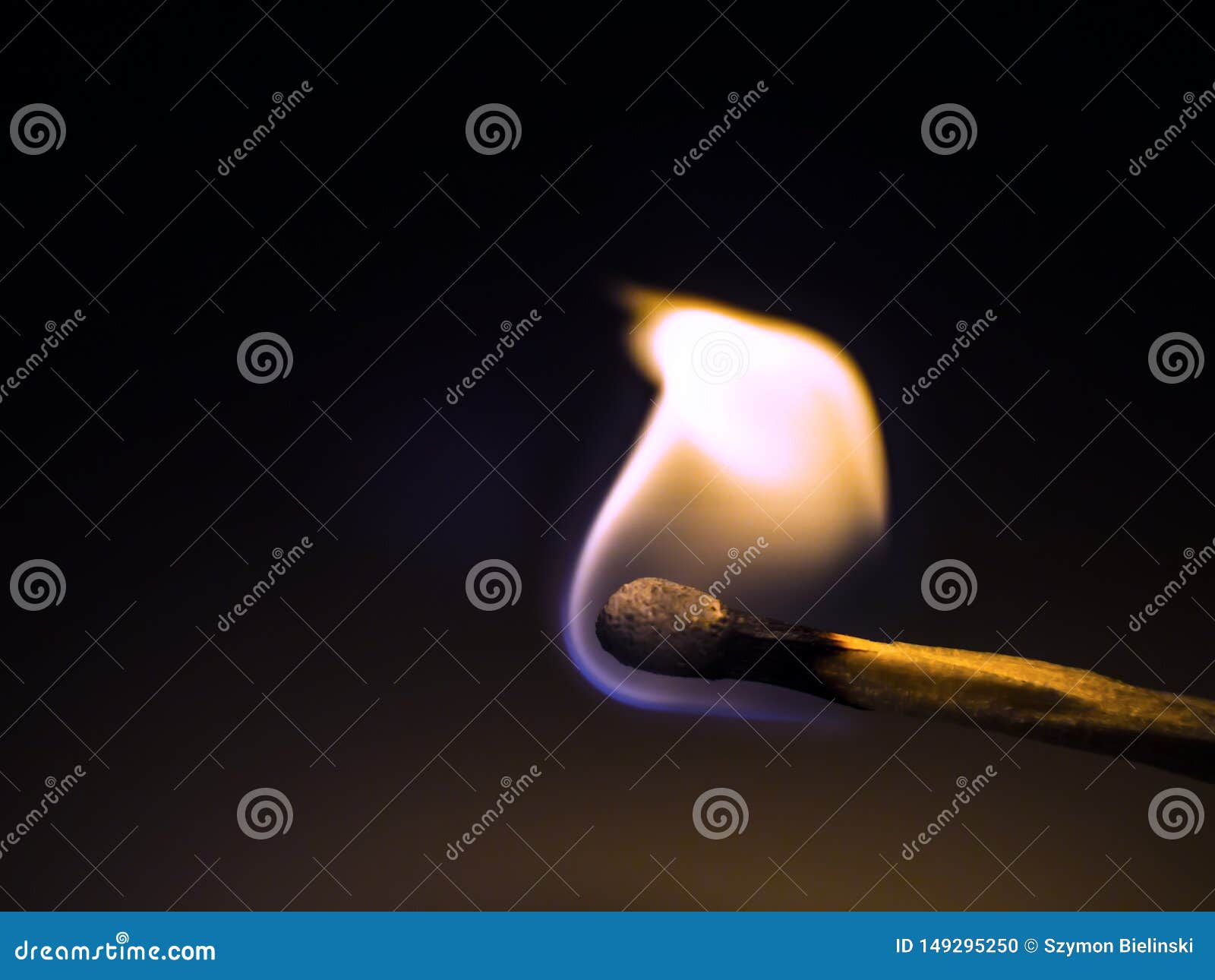 Flame of a Burning Match on a Dark Background Stock Photo - Image of ...