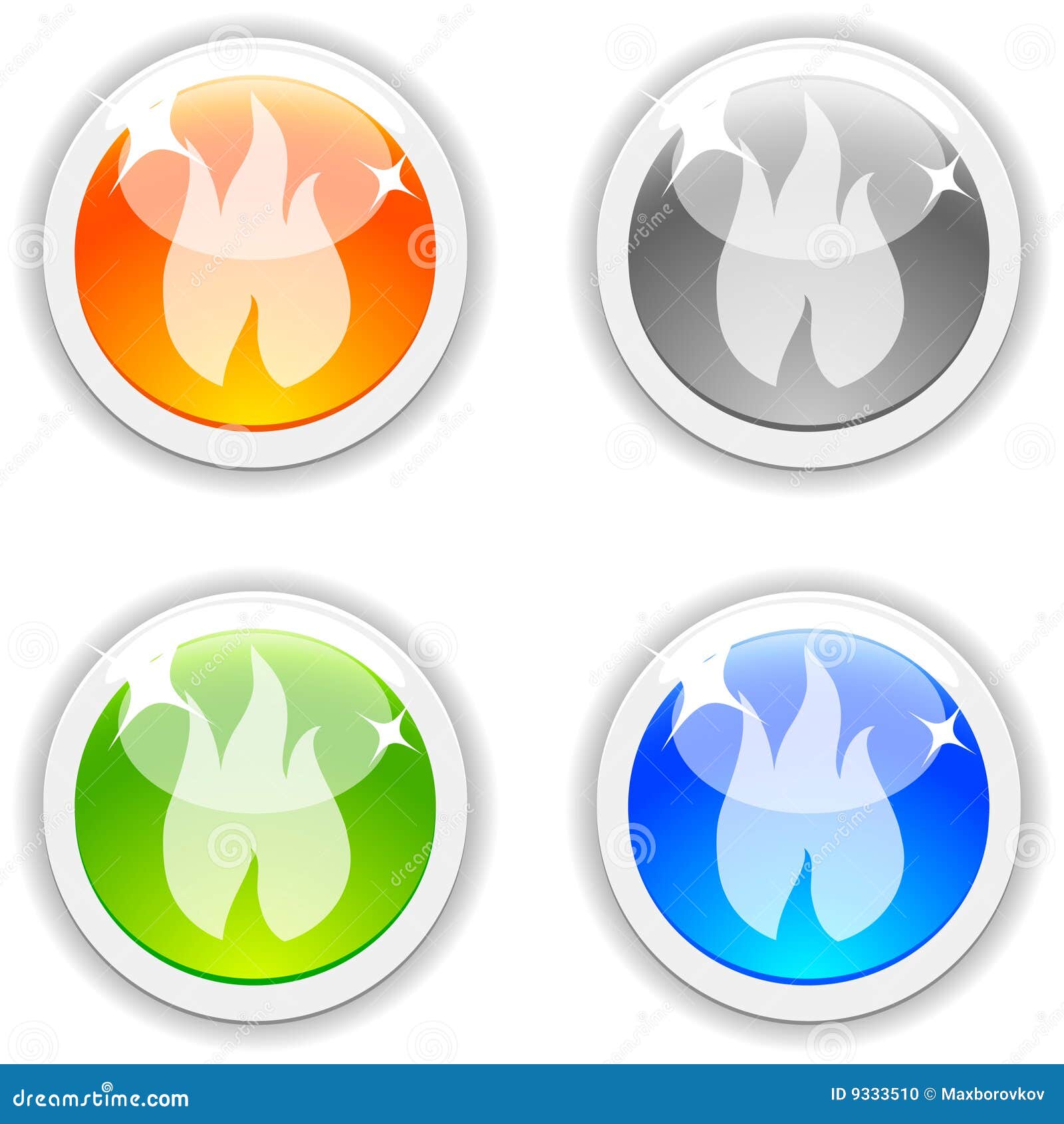Flame buttons. stock vector. Illustration of shape, button - 9333510