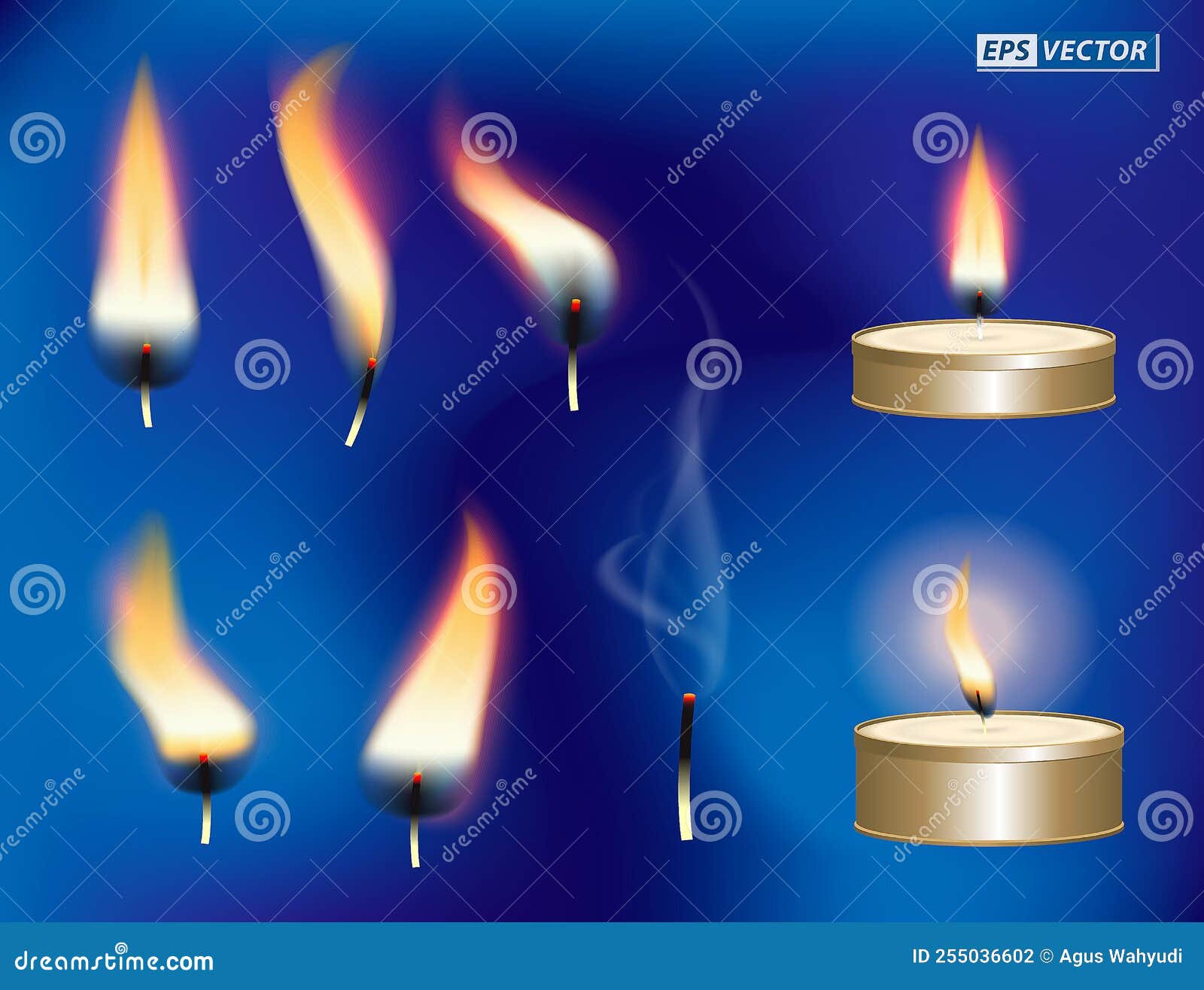 Set of Realistic Flame Candles Effect or Burning Candle Light with ...