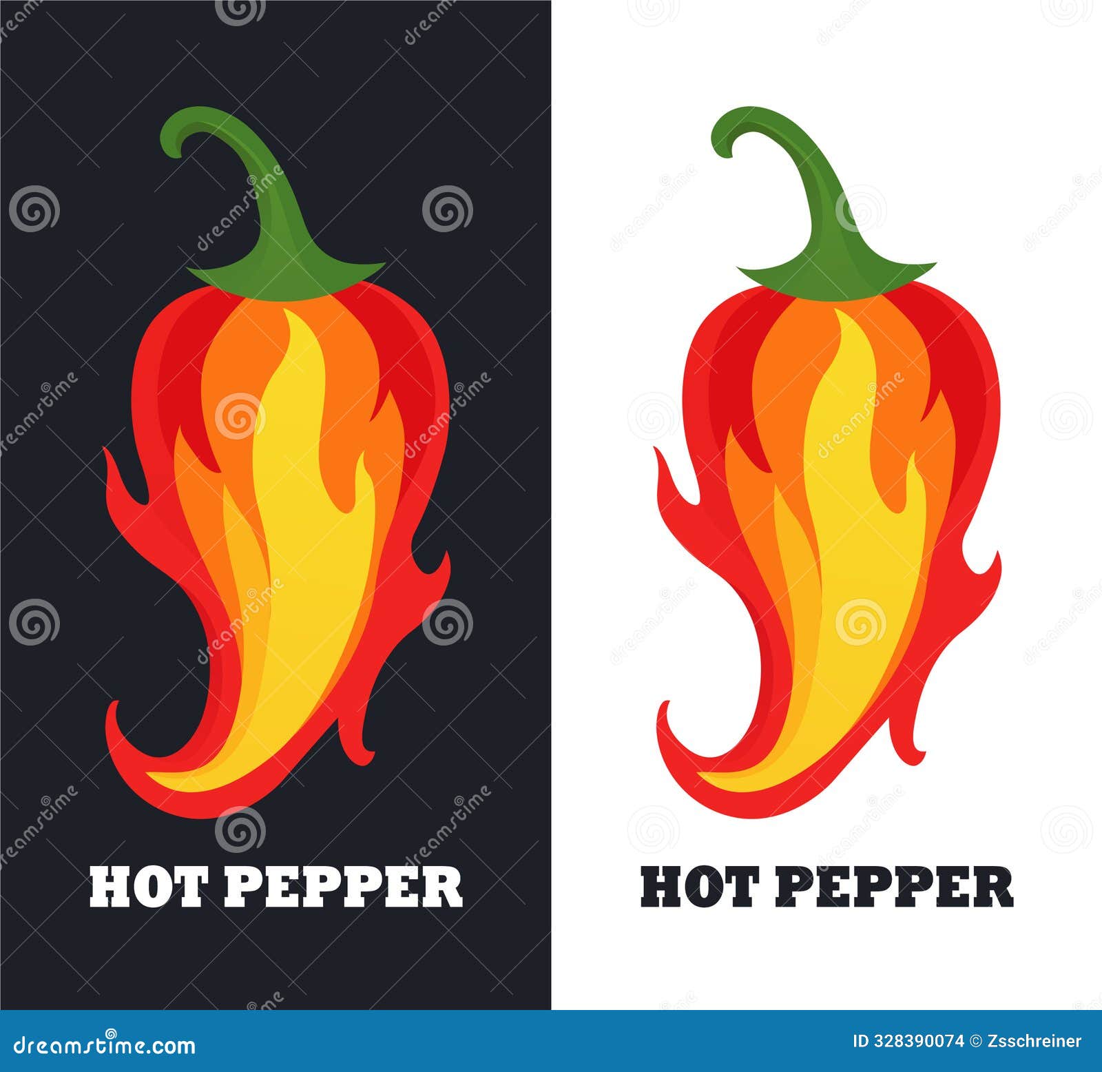 Flame Color And Shape Hot Chilli Pepper Logo Design Vector Illustration ...