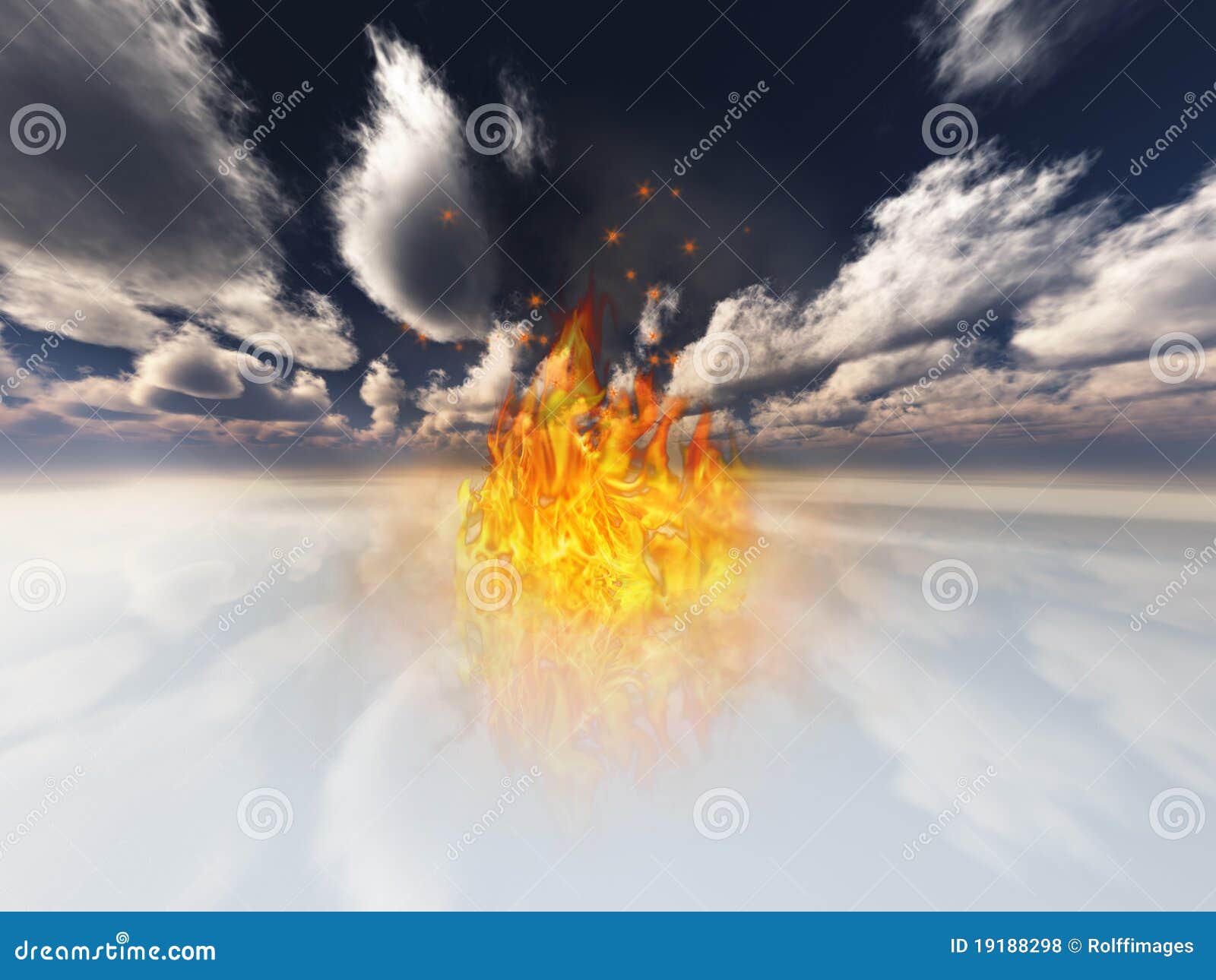 Flame Contained in Surreal White Landscape Stock Illustration ...
