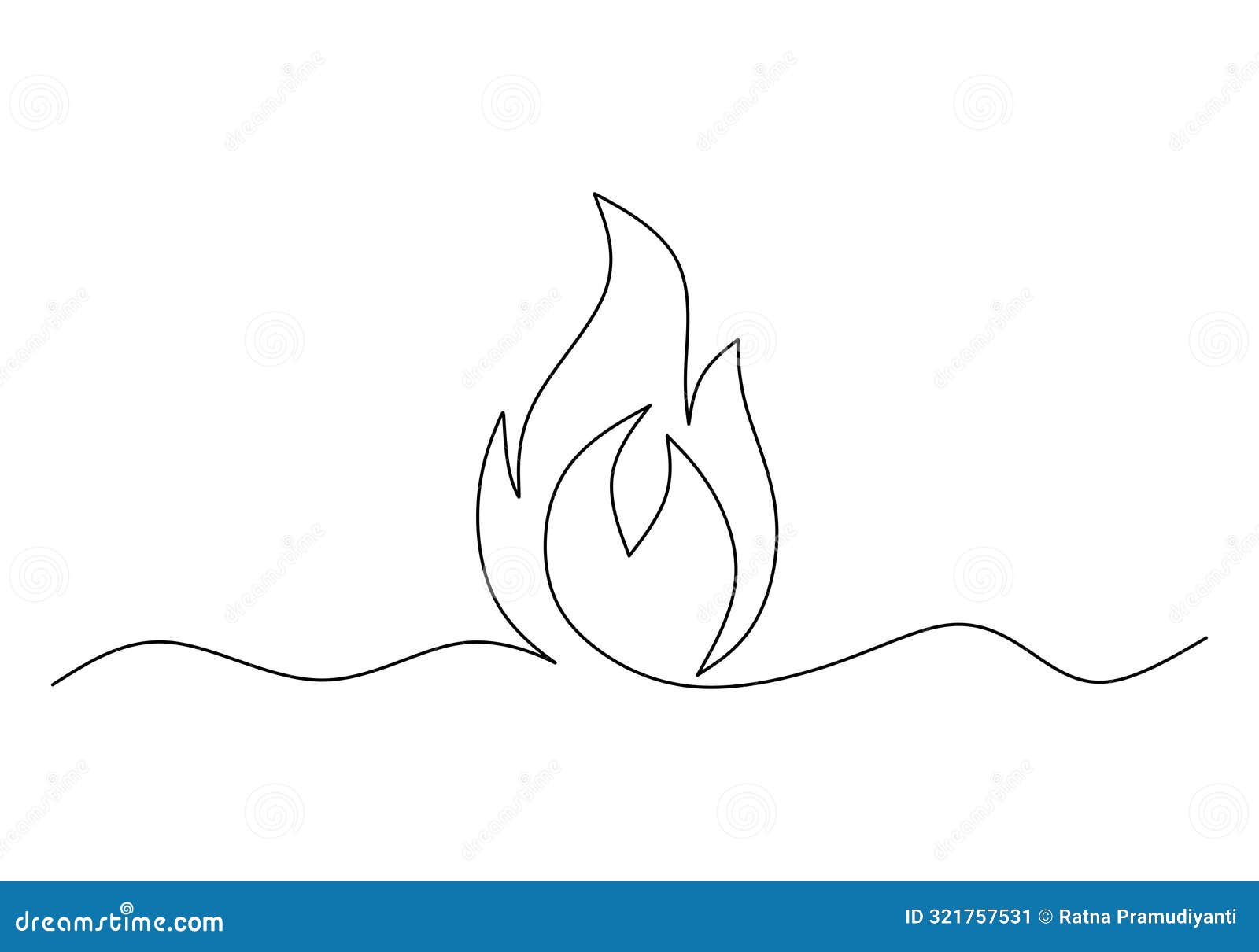 Flame in Continuous One Line Drawing. Fire Icon Concept Stock Vector ...