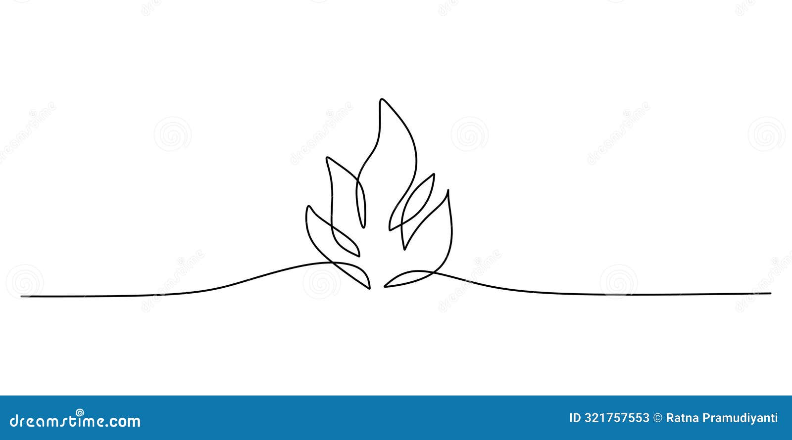 Flame in Continuous One Line Drawing. Fire Icon Concept Stock Vector ...