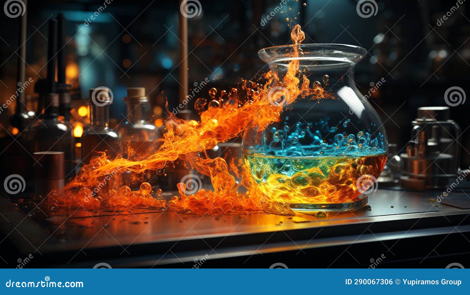 Flame Dances on Whiskey, Liquid Fire in a Glass Bottle Generated by AI ...