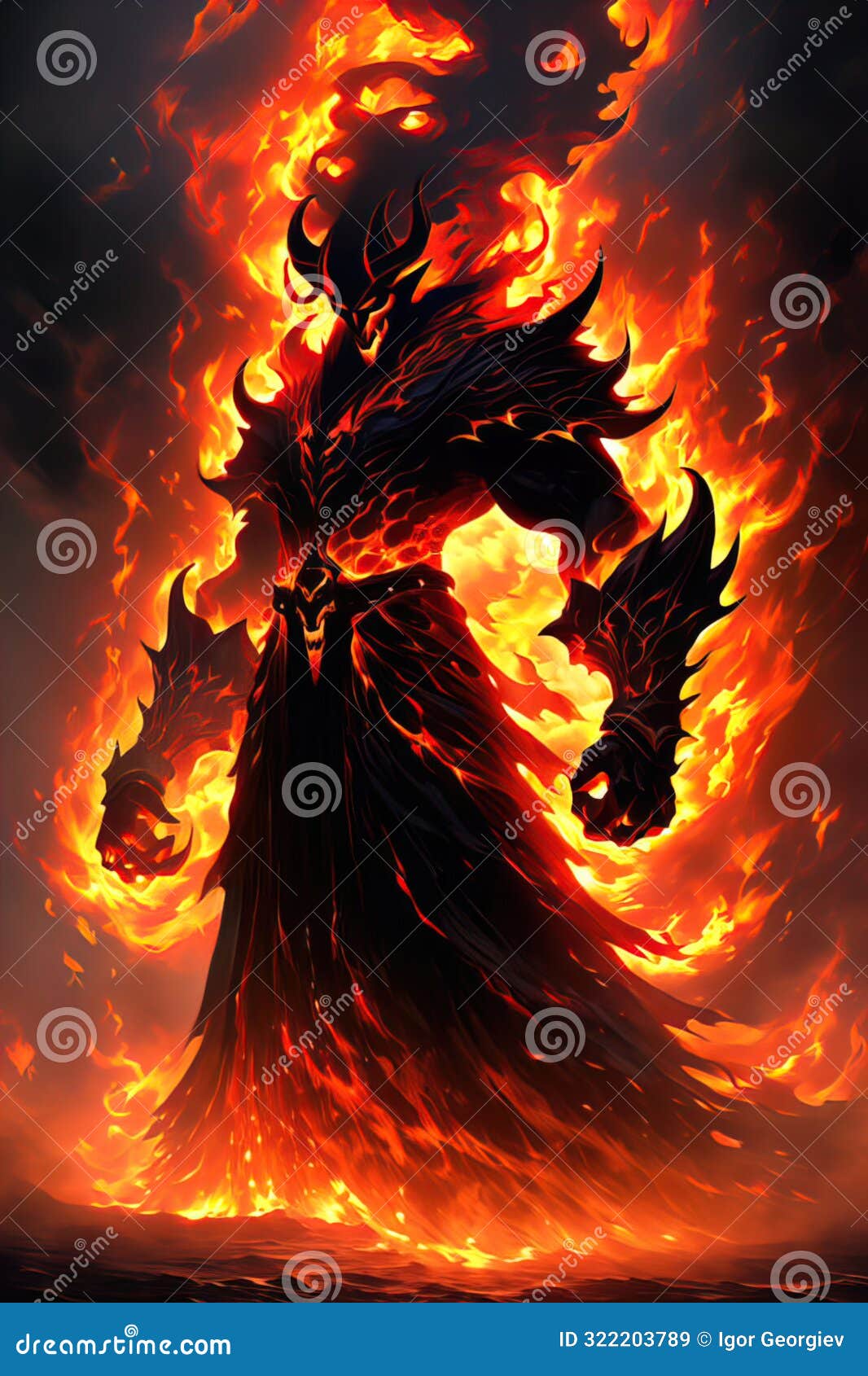 Flame Demon Satanic Horror Creature Stock Illustration - Illustration ...