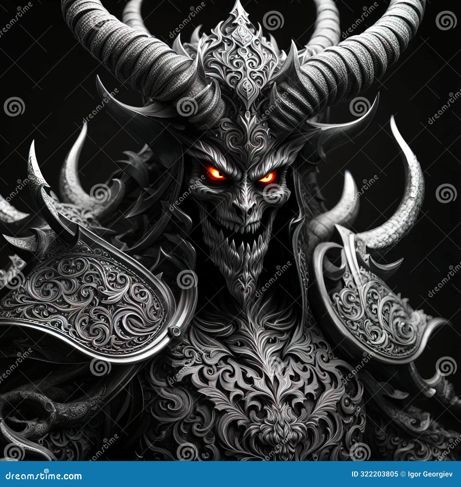 Flame Demon Satanic Horror Creature Stock Illustration - Illustration ...