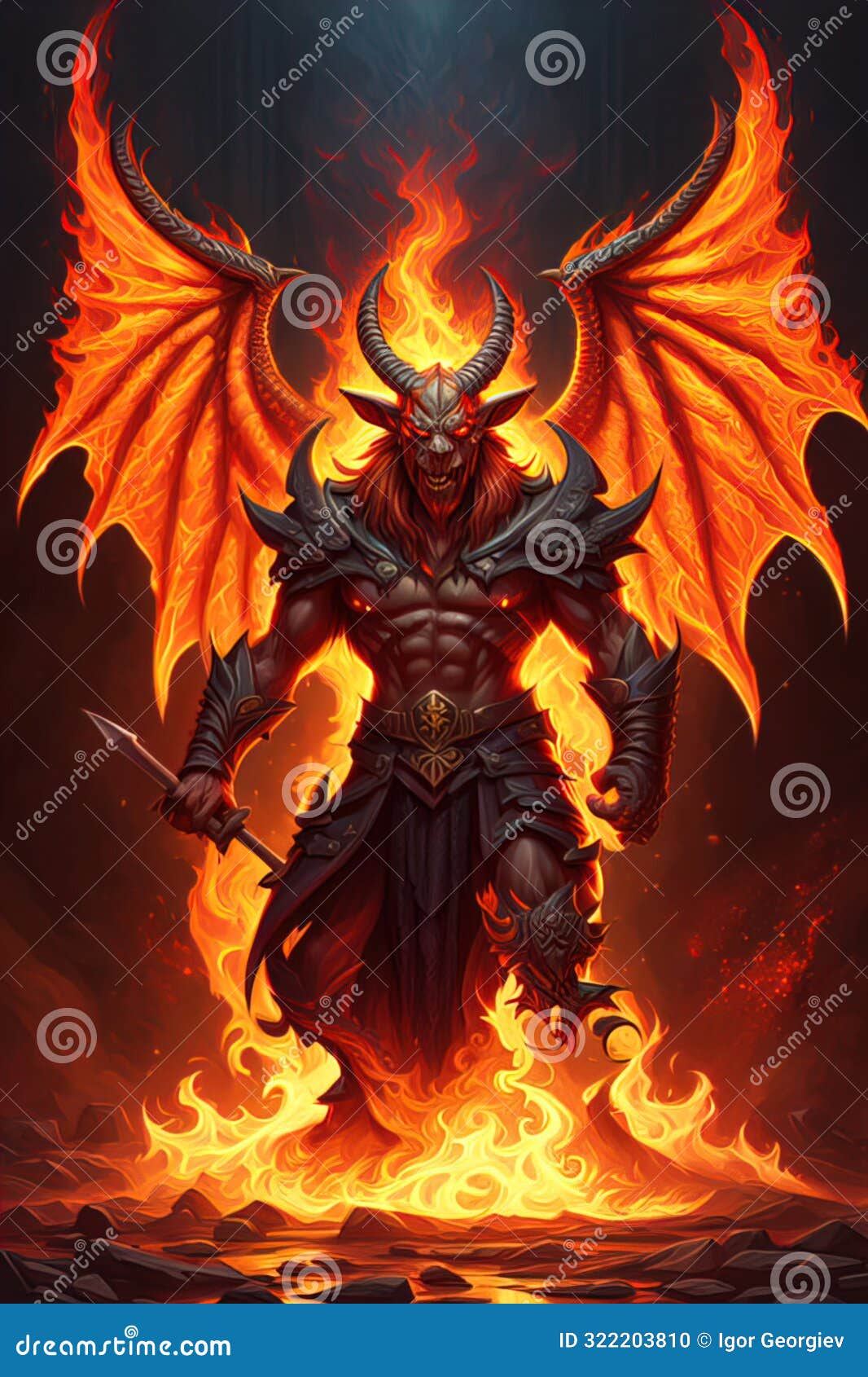 Demon Flacără Creatură Satanică Stock Illustration - Ilustrare din ...