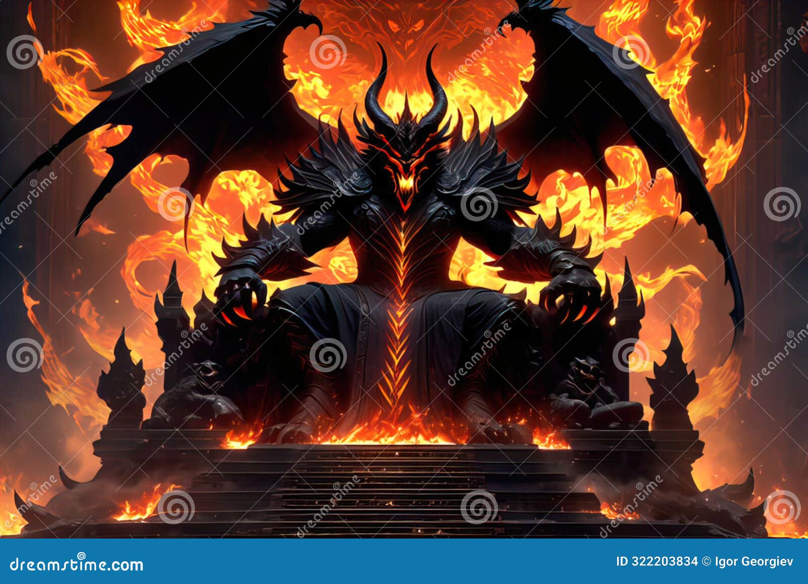 Flame Demon Satanic Horror Creature Stock Illustration - Illustration ...