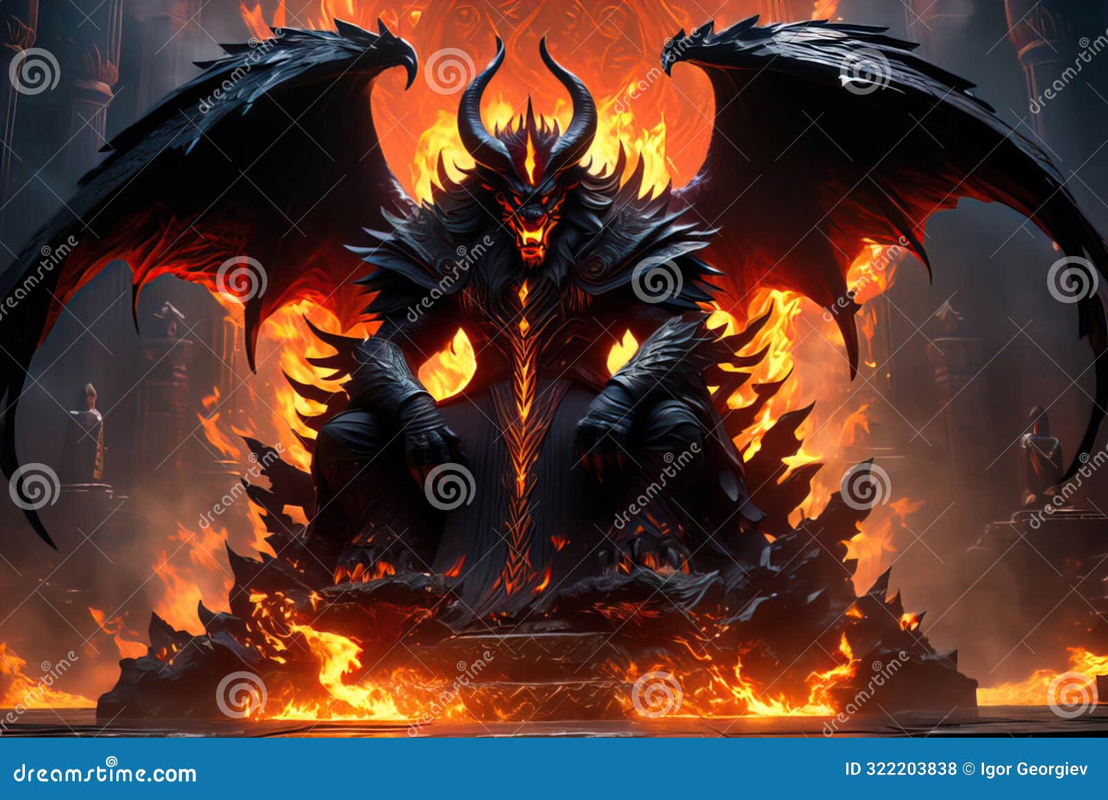 Flame Demon Satanic Horror Creature Stock Illustration - Illustration ...