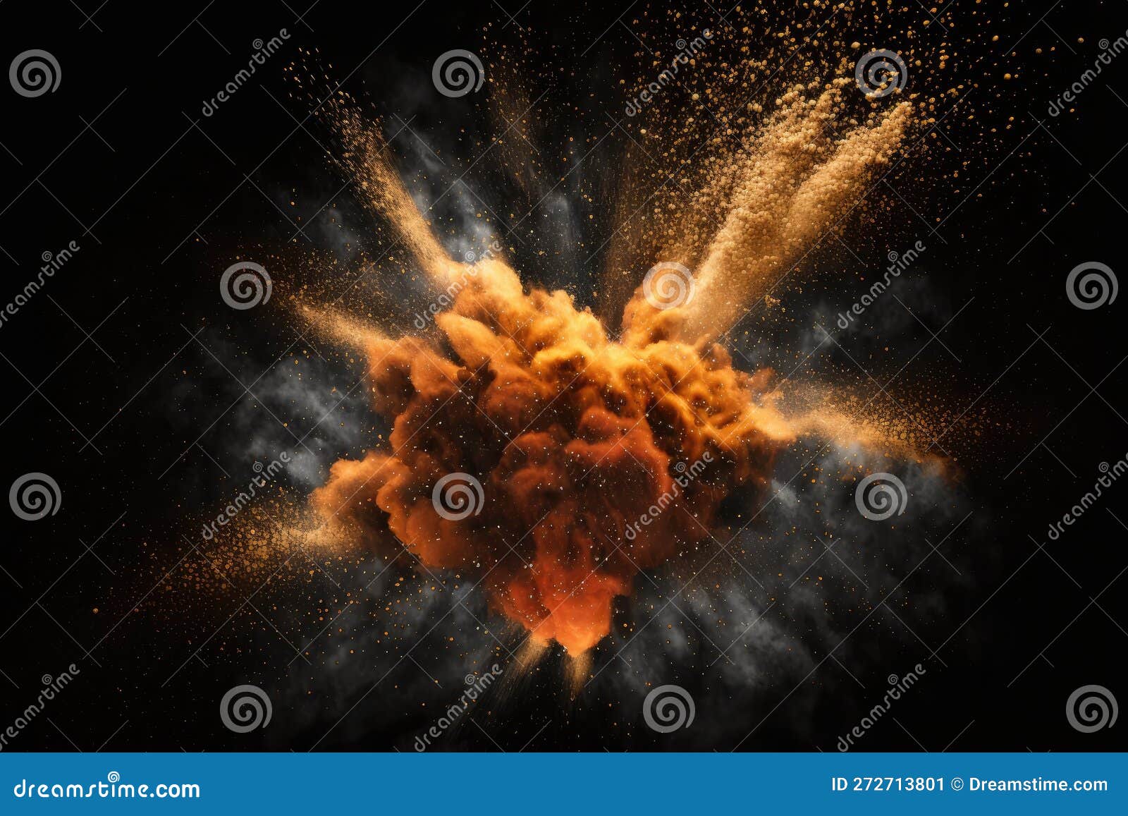 Flame Dust Explosion in Air on Black Background Stock Illustration ...