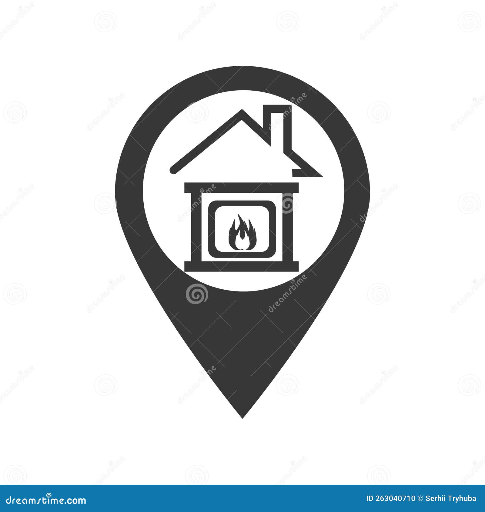 Flame Energy. Mark on the Map. Heating Icon Stock Vector - Illustration ...