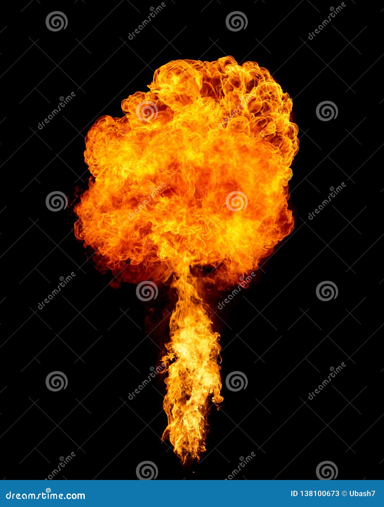 Flame of Explosion Isolated on Black Stock Image - Image of ball ...