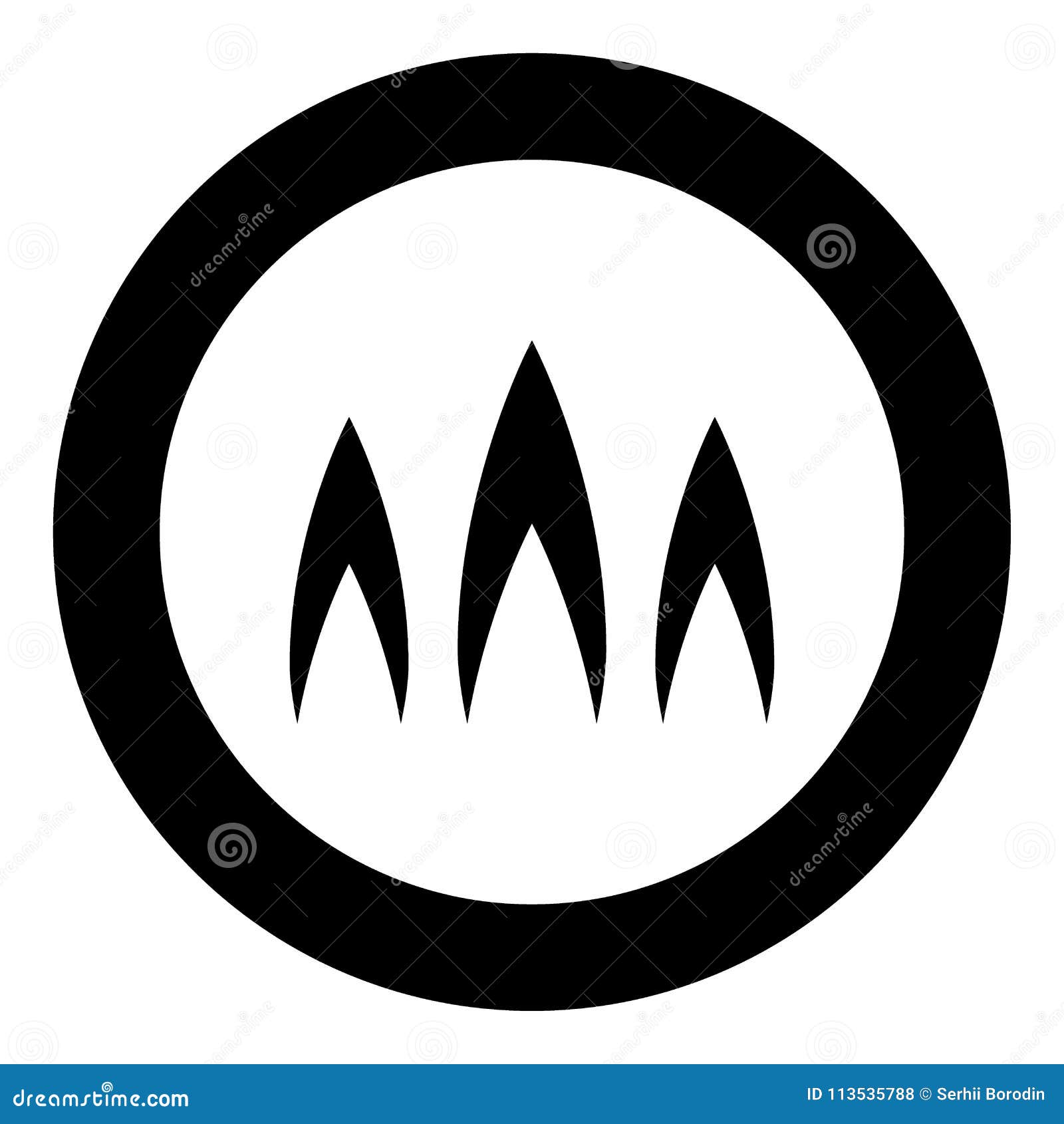 Flame of Fire Black Icon in Circle Vector Illustration Stock Vector ...