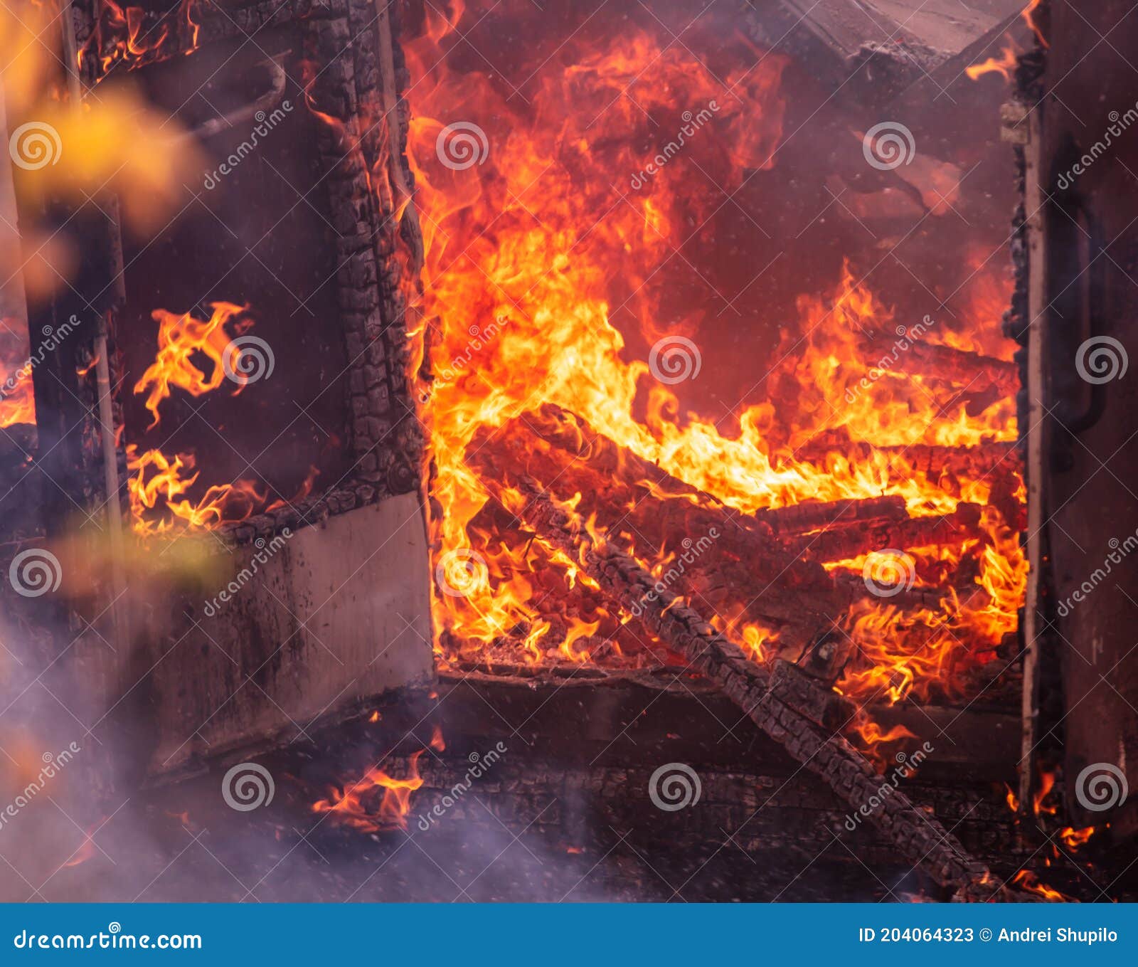 Flame of Fire in a Burning House. Fire Stock Image - Image of danger ...