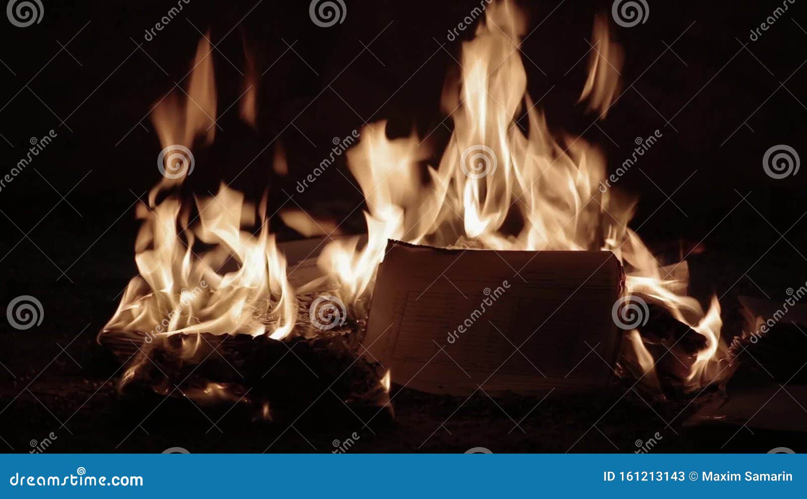 Flame of Fire Burns Pile of Documents Associated with War and ...