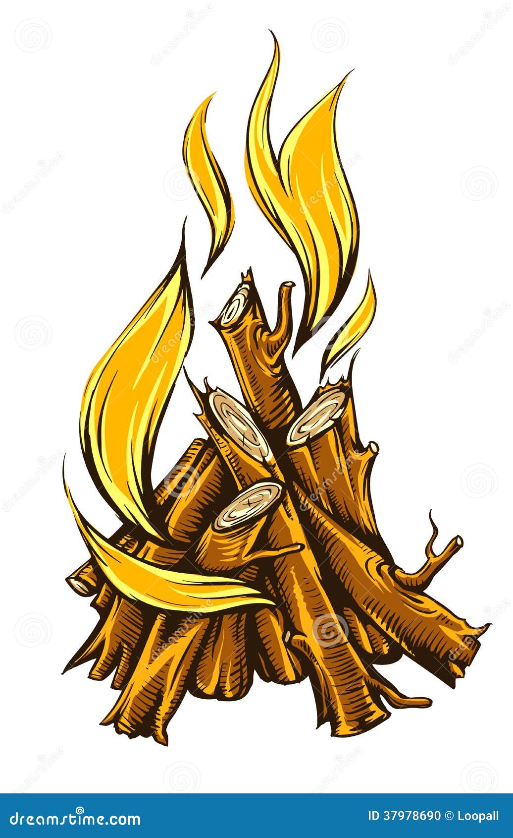 Flame Fire of Campfire with Firewood Stock Vector - Illustration of ...