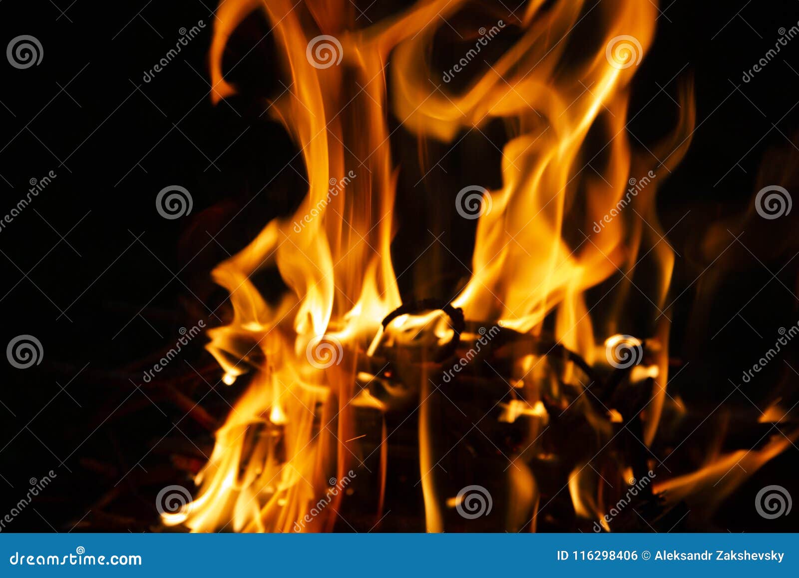 Flame of Fire on a Dark Night Stock Photo - Image of heat, burning ...