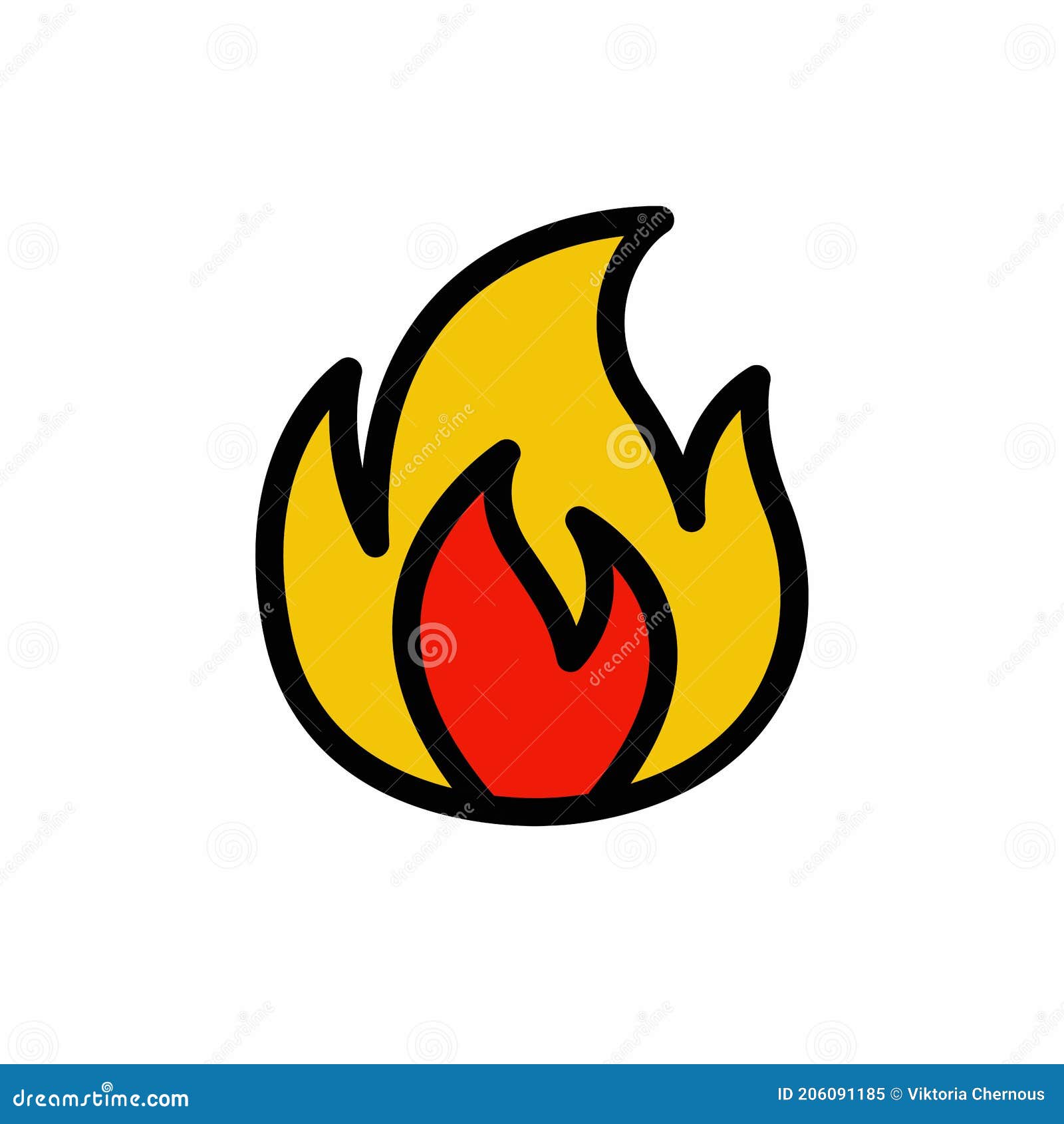 Flame, Fire Line Icon, Vector Color Line Illustration Stock ...