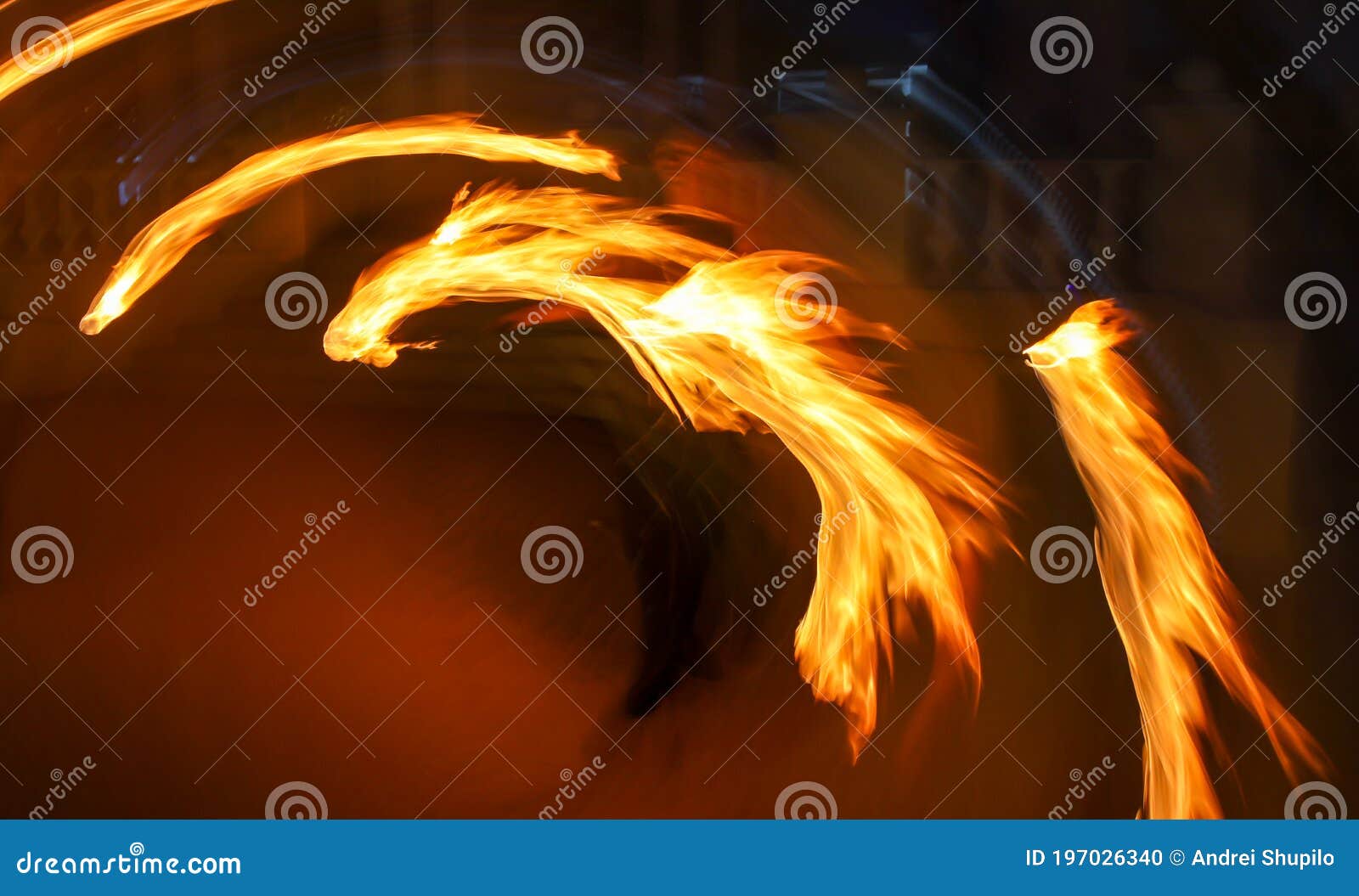 Flame of Fire in Motion at Night Stock Photo - Image of closeup ...