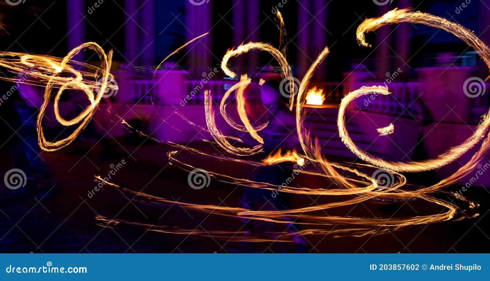 Flame of Fire in Motion at Night Stock Photo - Image of energy, inferno ...