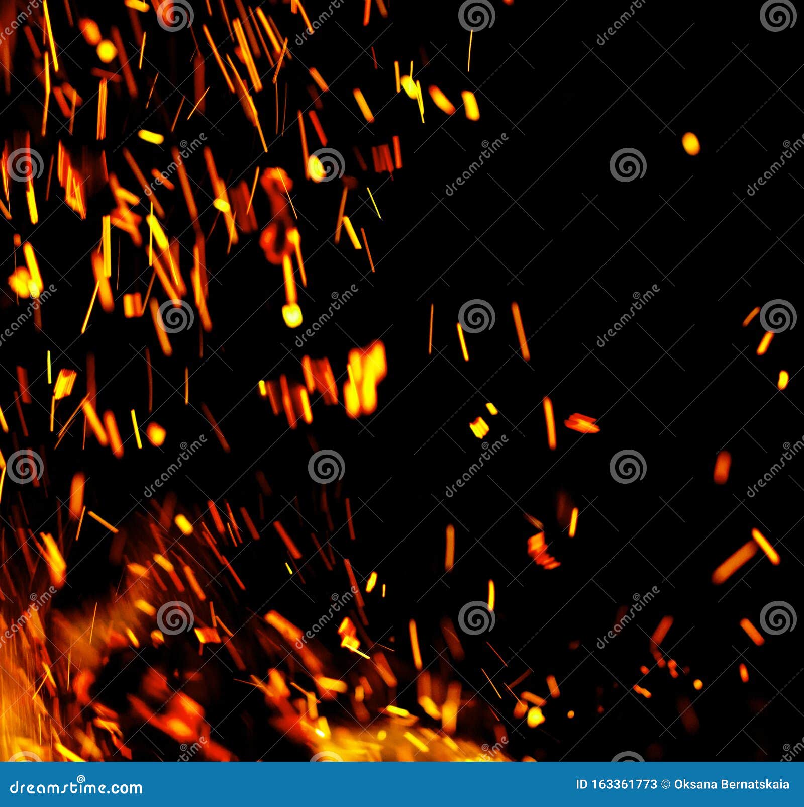 Fire Flames with Sparks on a Black Background Stock Image - Image of ...