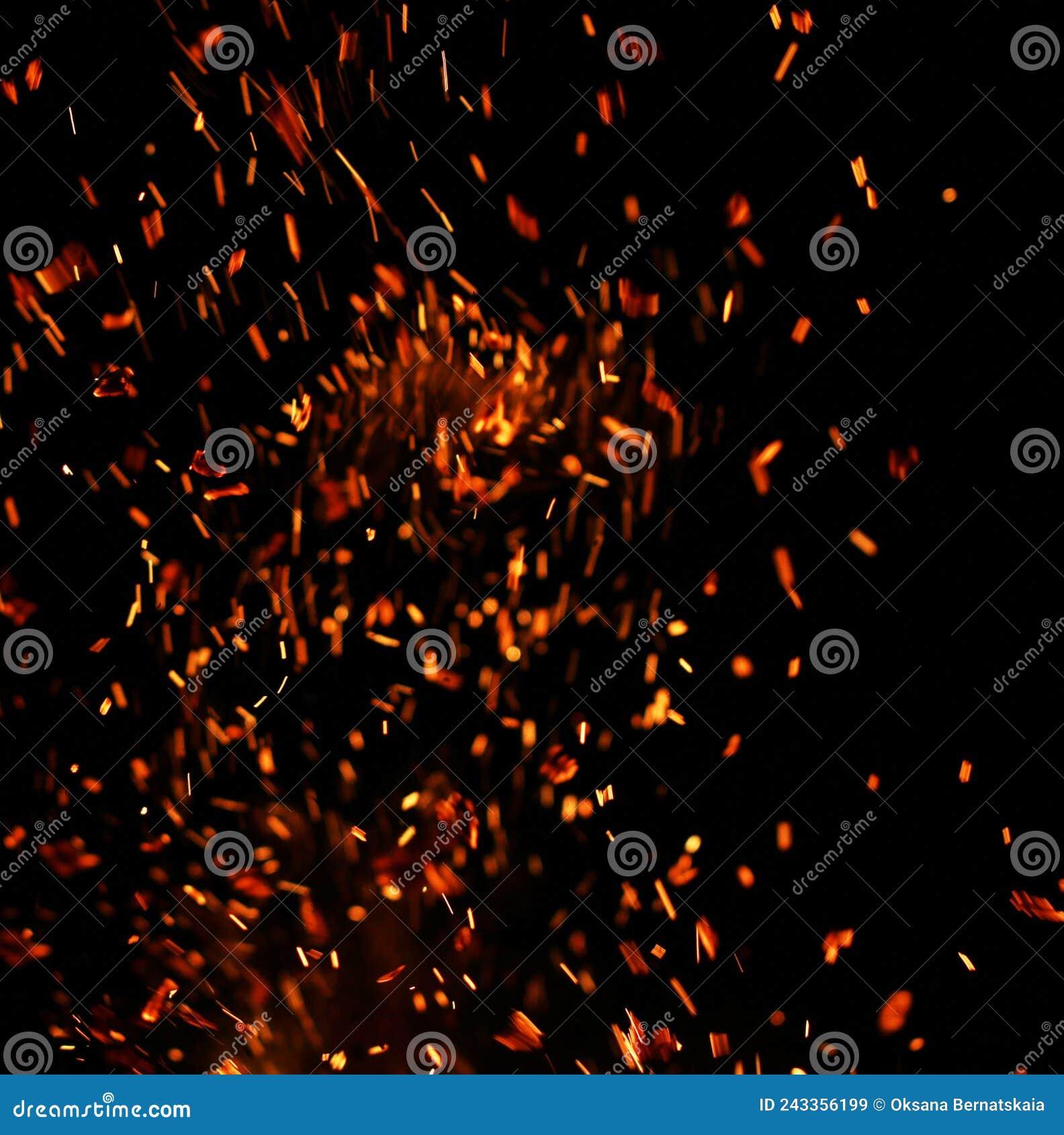 Flame of Fire with Sparks on a Black Background Stock Image - Image of ...
