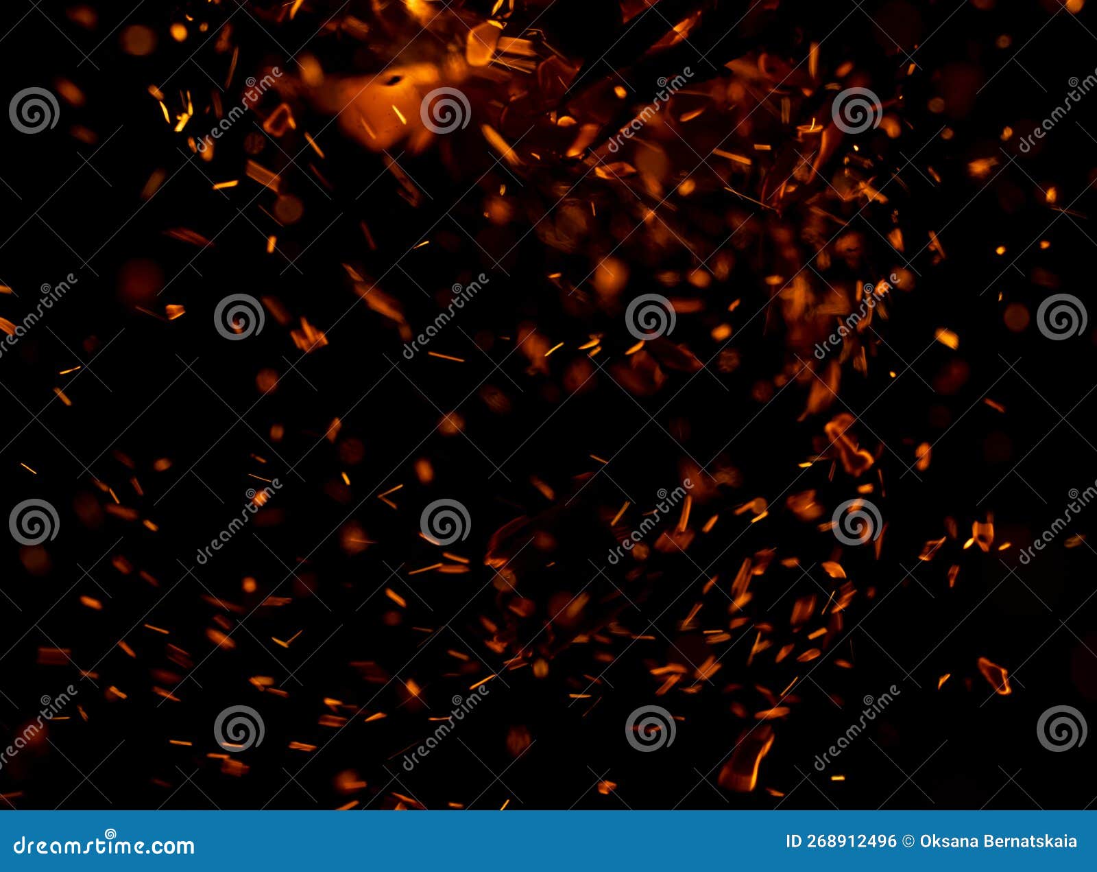 Flame Fire With Sparks On Black Background Stock Photography ...