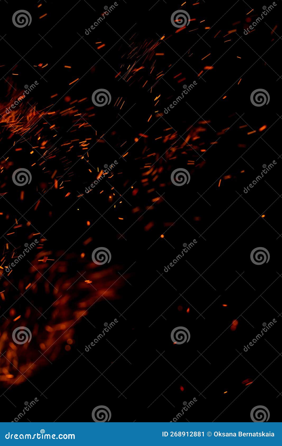 Flame Fire with Sparks on Black Background Stock Image - Image of ...