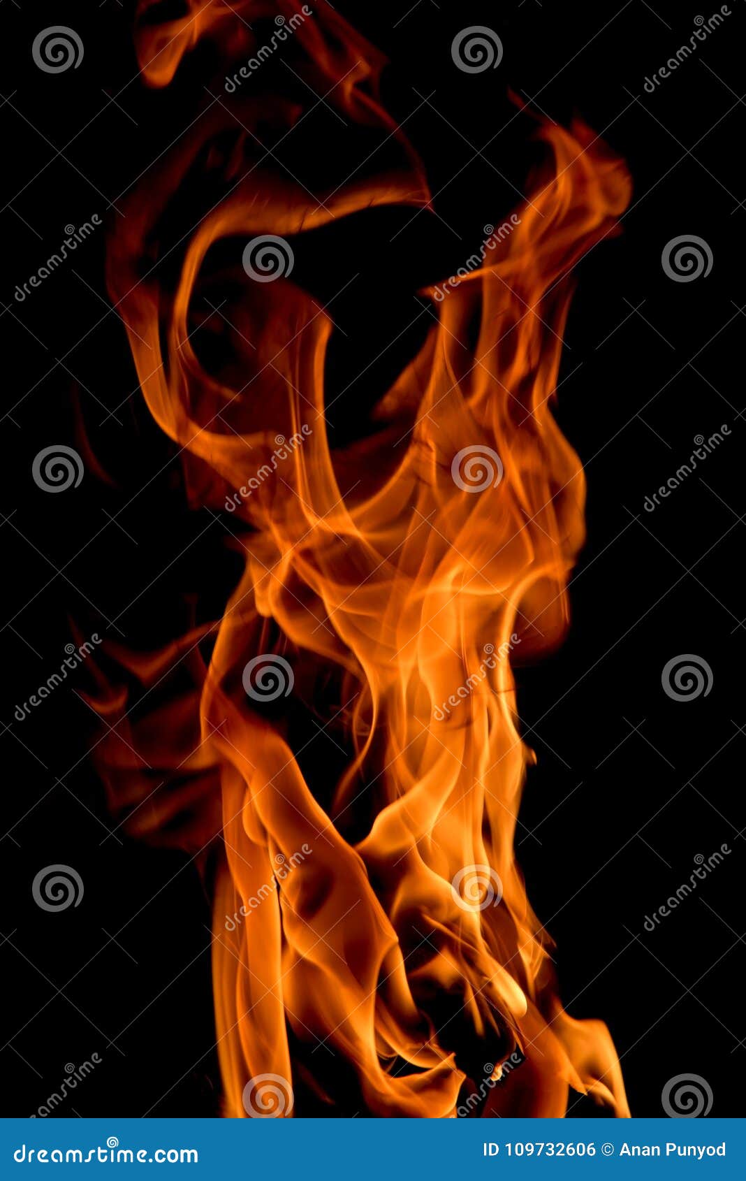 Fire Texture Isolated On Black Background. Fire Flames On Black ...