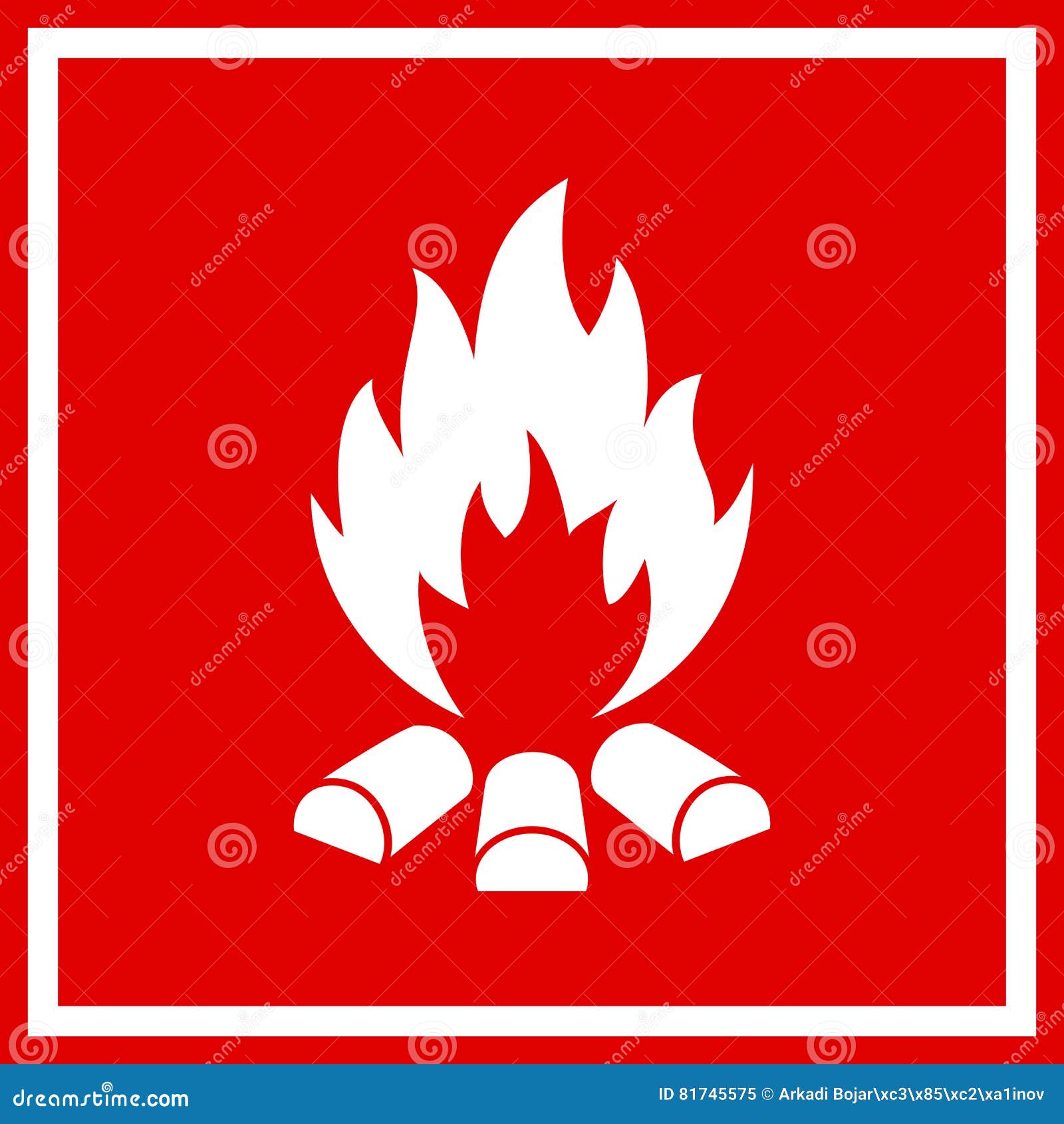 Flame Fire Warning Vector Sign Stock Vector - Illustration of icon ...