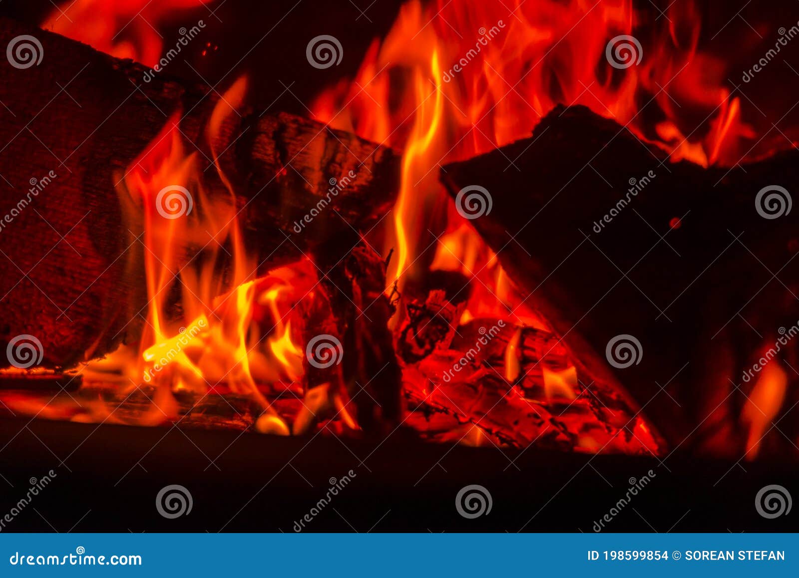 Red Flame of Fire in the Fireplace Stock Photo - Image of wildfire ...