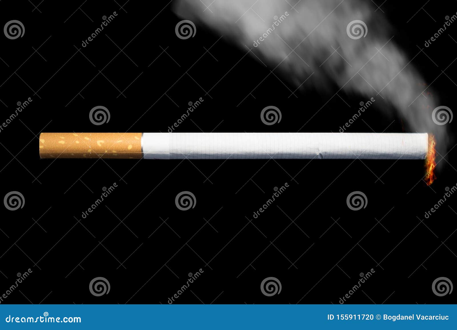 The Flame is Flowing from the Cigarette. Image with a Lit Cigarette ...